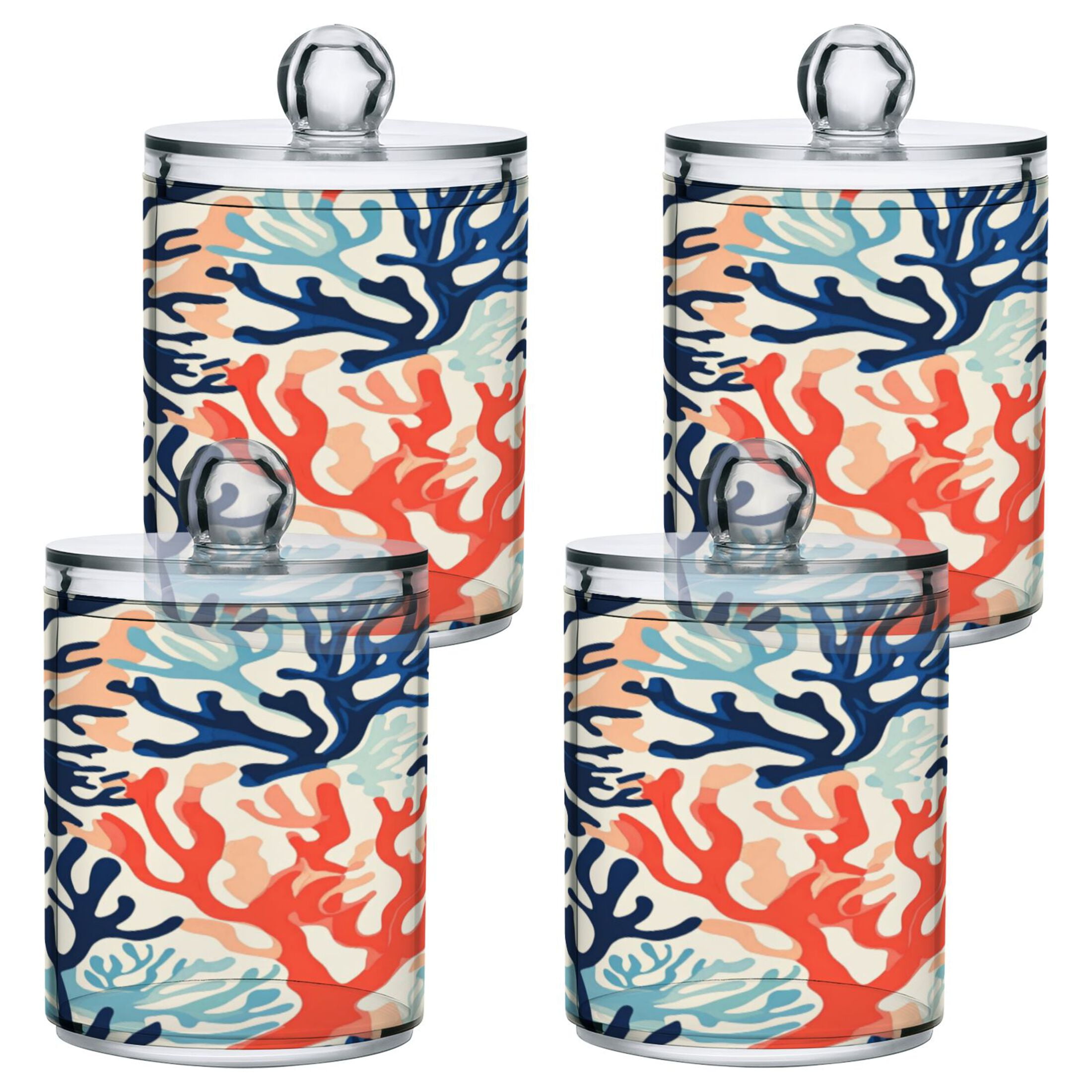 4 Pack Bathroom Canisters Transparent Storage Jar for Cotton Ball, Swab ...