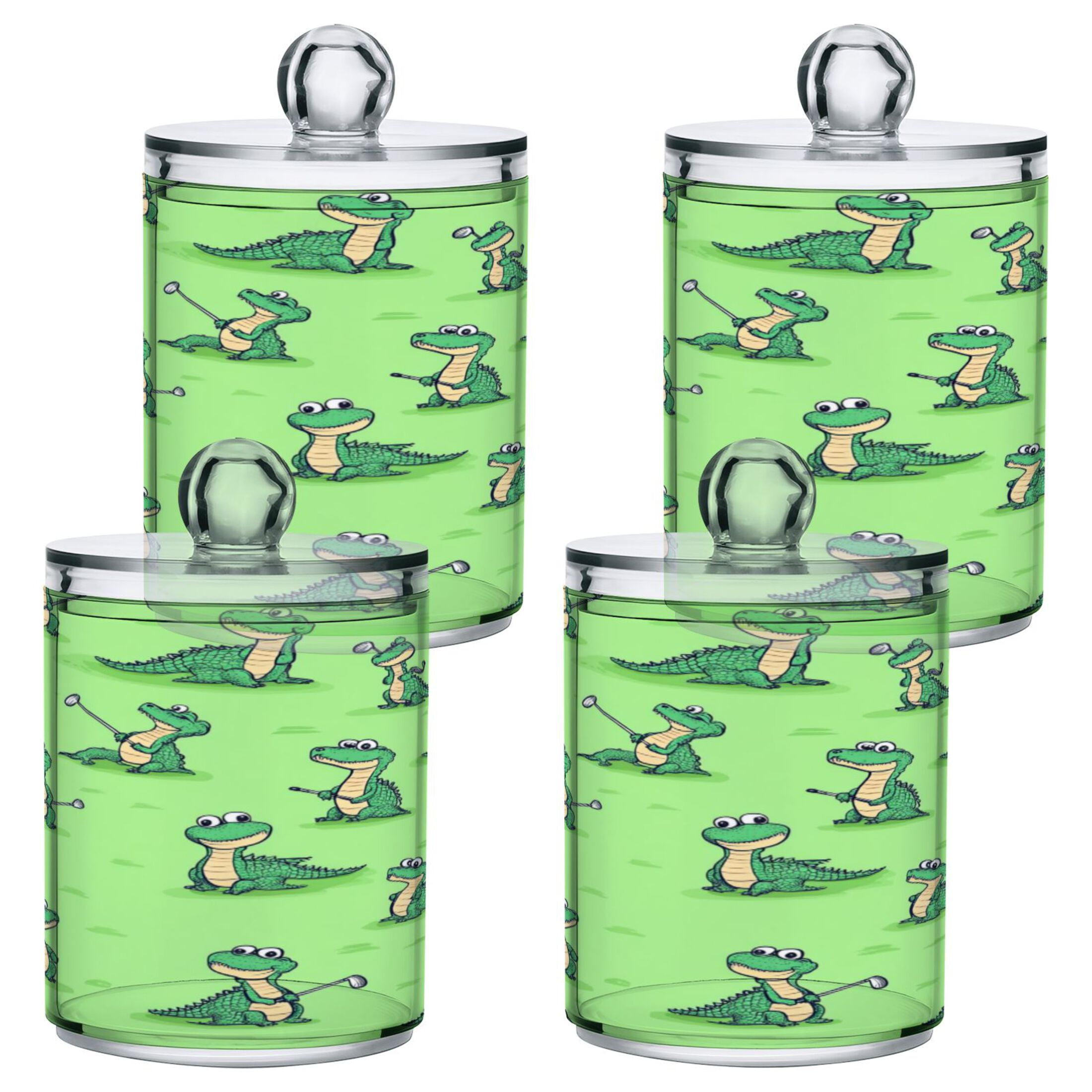 4 Pack Bathroom Canisters Transparent Storage Jar for Cotton Ball, Swab ...