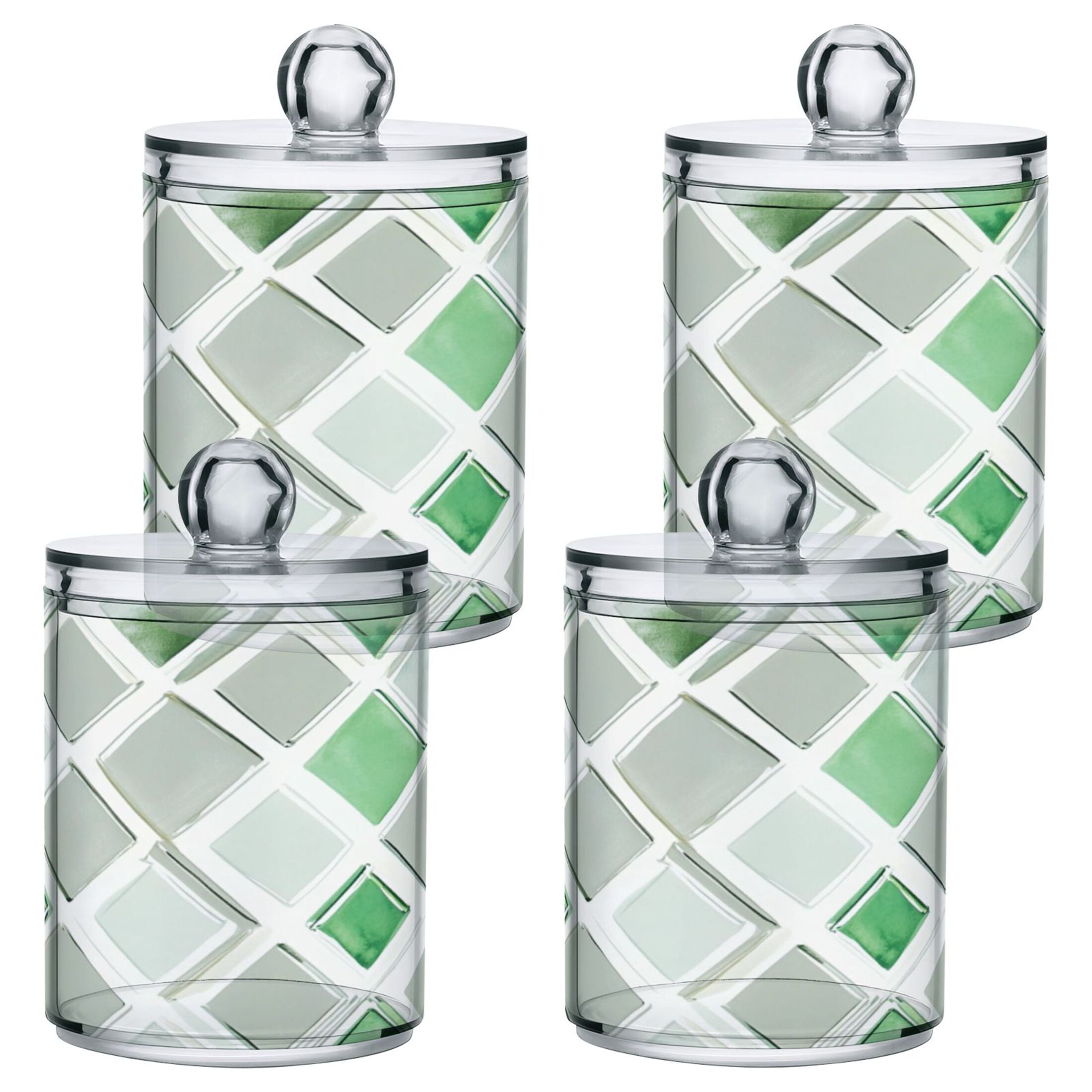 4 Pack Bathroom Canisters Transparent Storage Jar for Cotton Ball, Swab ...