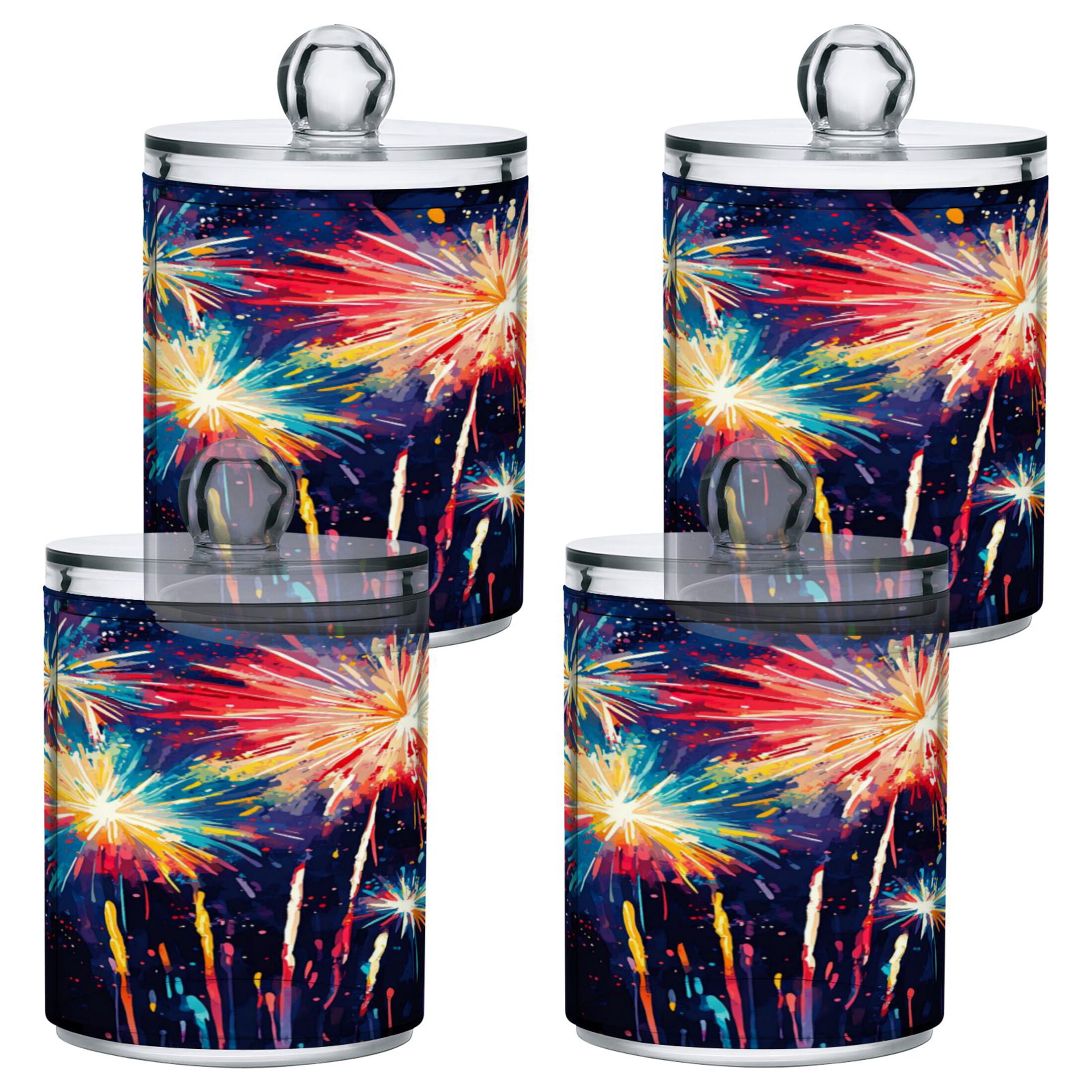 4 Pack Bathroom Canisters Transparent Storage Jar for Cotton Ball, Swab ...