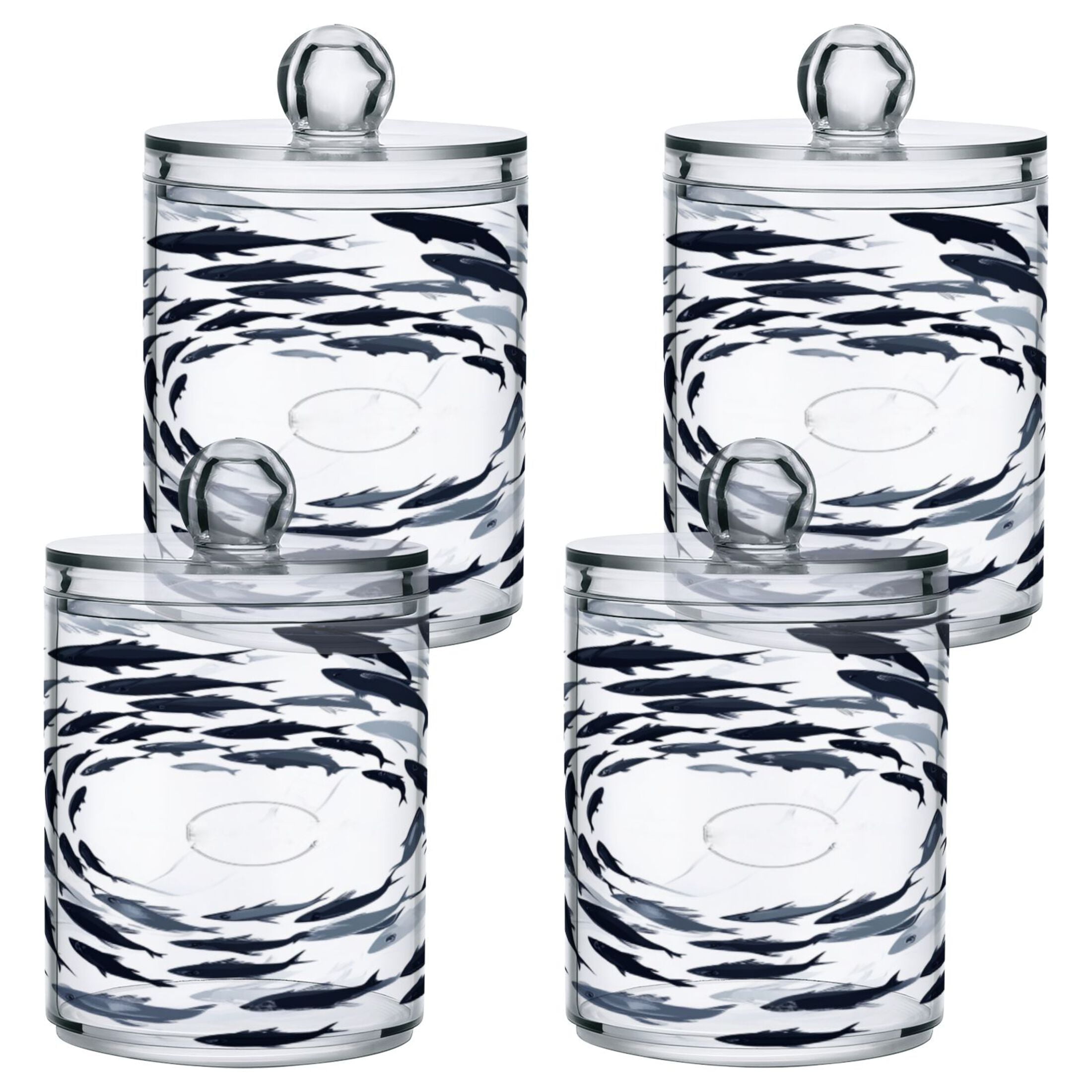 4 Pack Bathroom Canisters Transparent Storage Jar for Cotton Ball, Swab ...