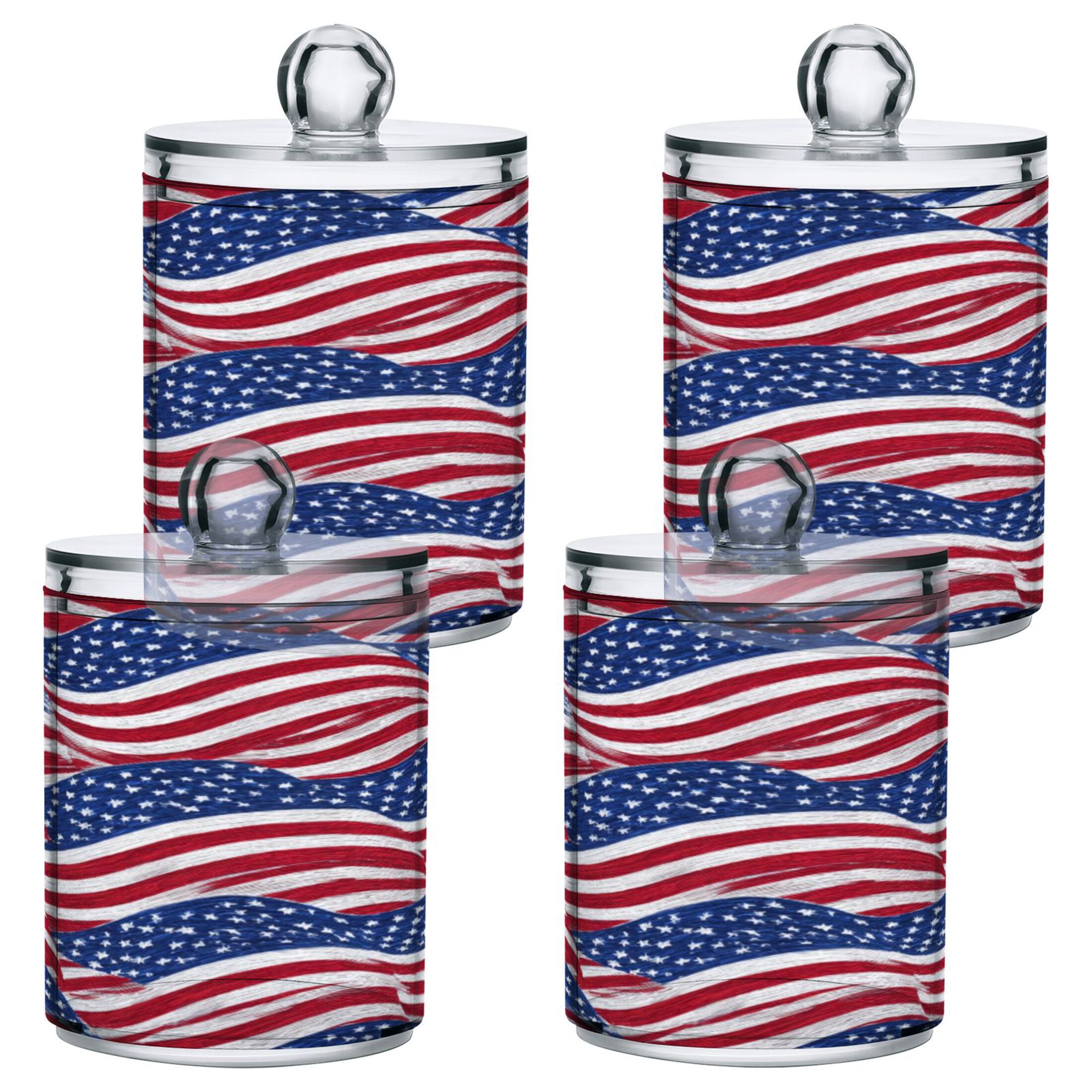 4 Pack Bathroom Canisters Transparent Storage Jar for Cotton Ball, Swab ...