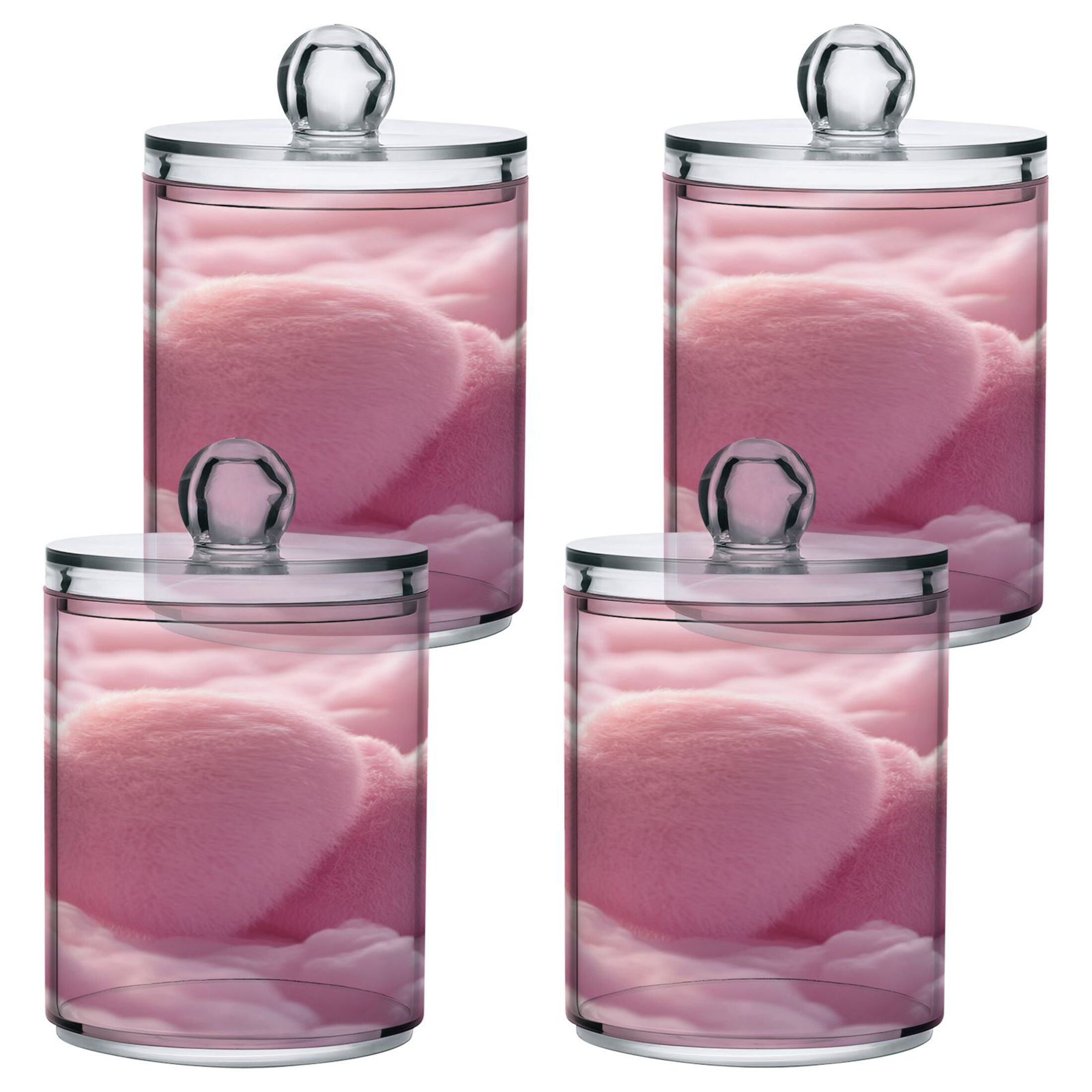 4 Pack Bathroom Canisters Transparent Storage Jar for Cotton Ball, Swab ...