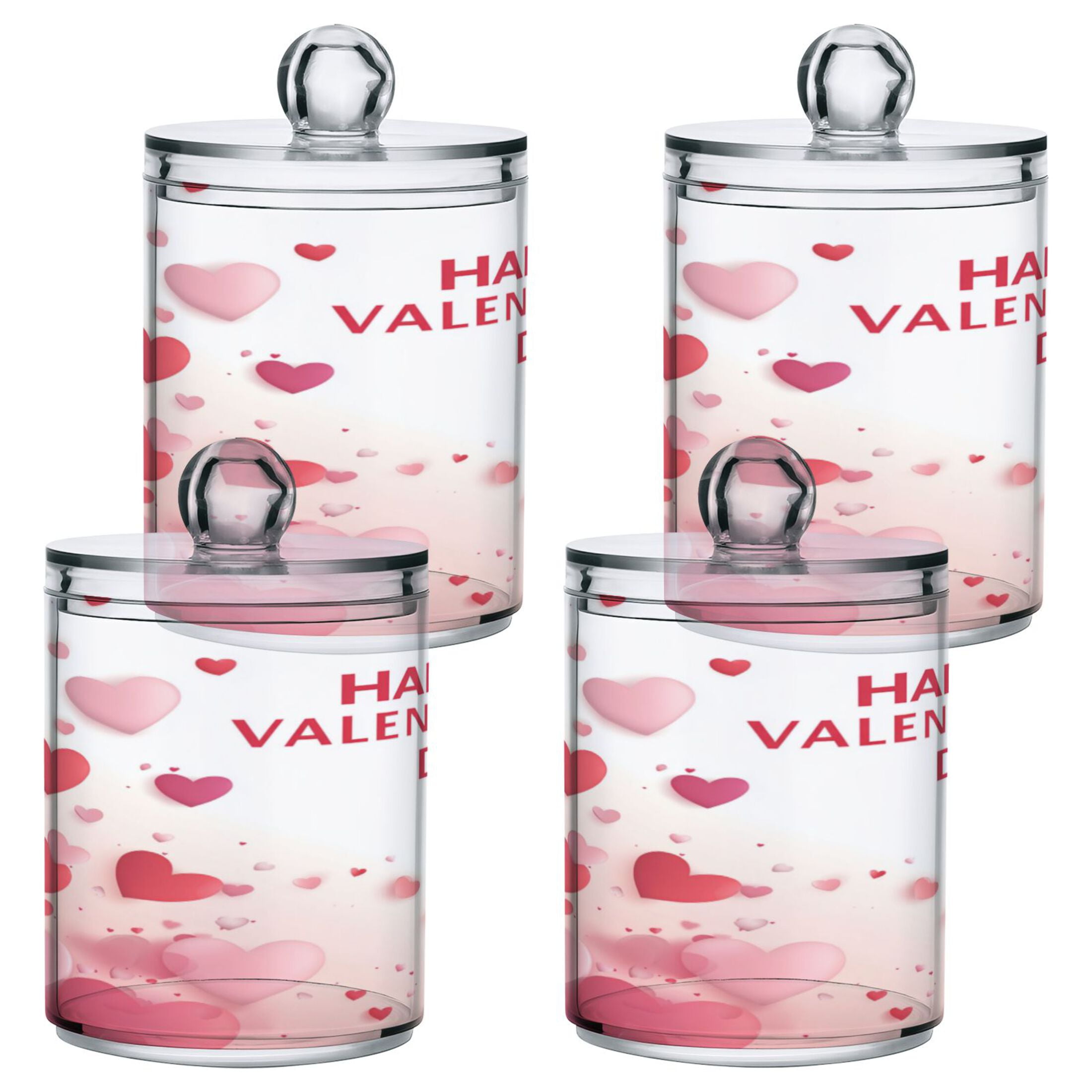 4 Pack Bathroom Canisters Transparent Storage Jar for Cotton Ball, Swab ...