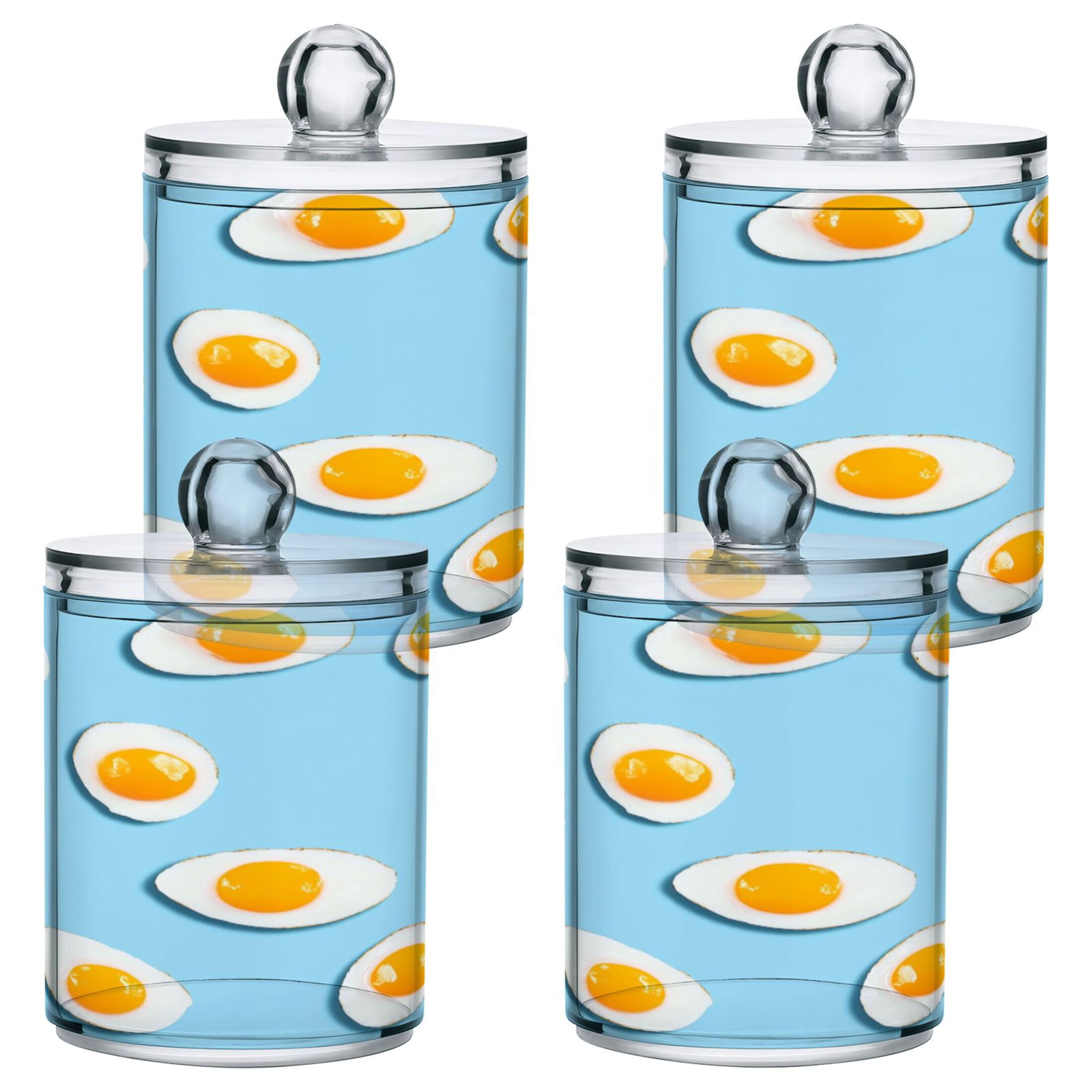 4 Pack Bathroom Canisters Transparent Storage Jar for Cotton Ball, Swab ...