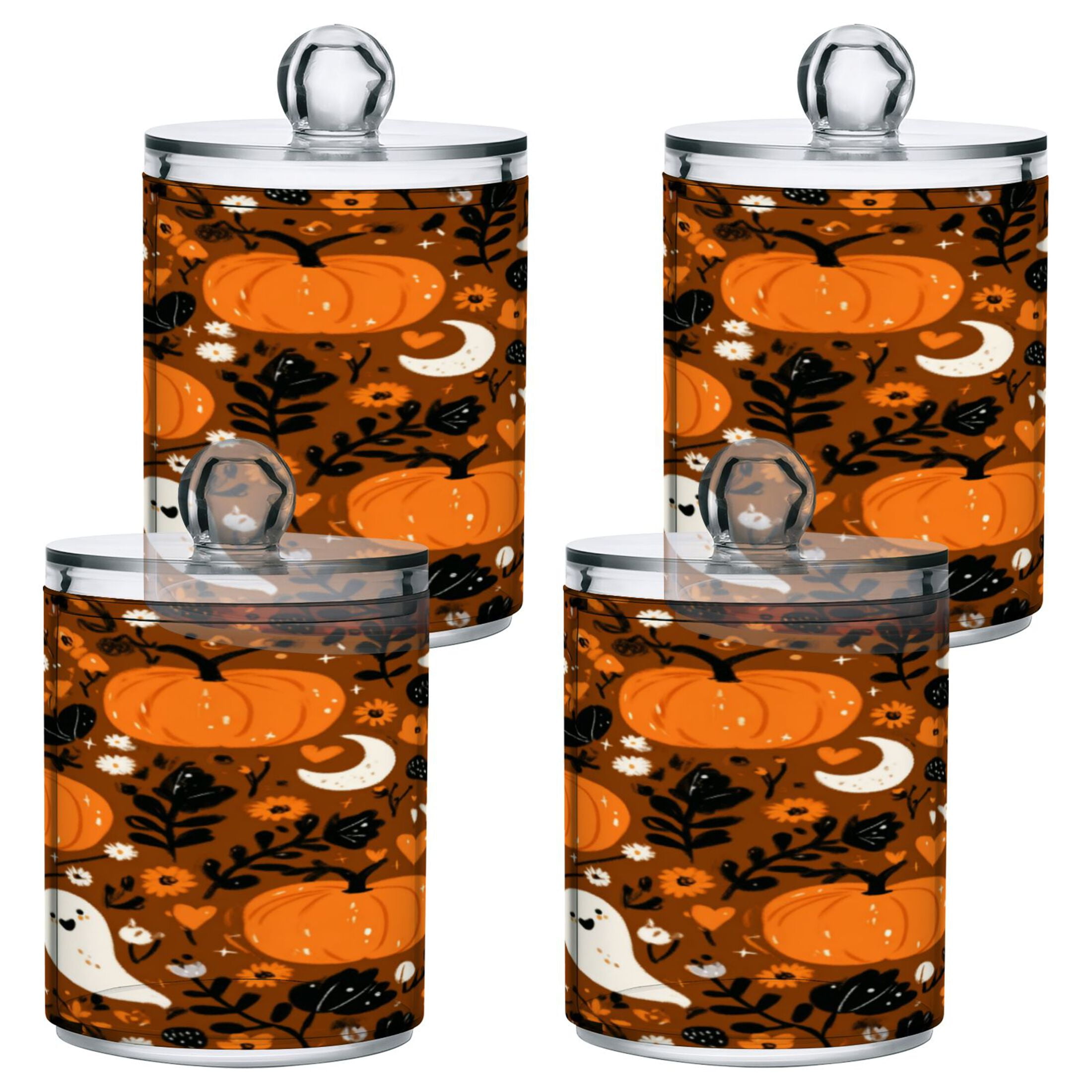 4 Pack Bathroom Canisters Transparent Storage Jar for Cotton Ball, Swab ...