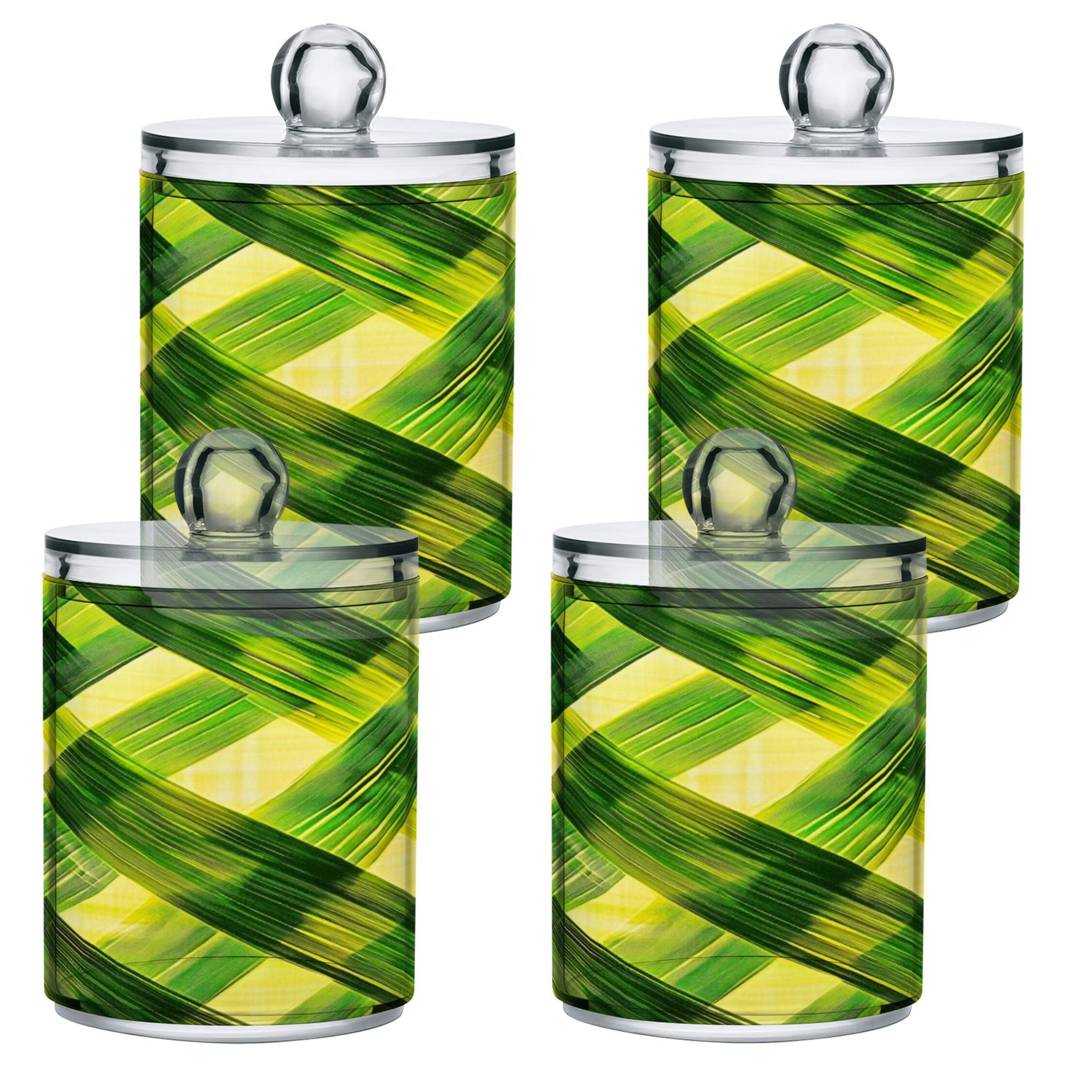 4 Pack Bathroom Canisters Transparent Storage Jar for Cotton Ball, Swab ...