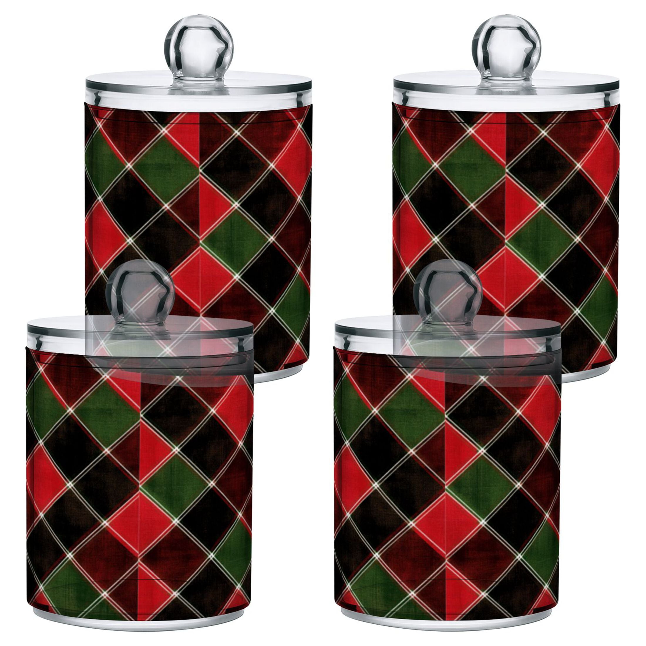 4 Pack Bathroom Canisters Transparent Storage Jar for Cotton Ball, Swab ...