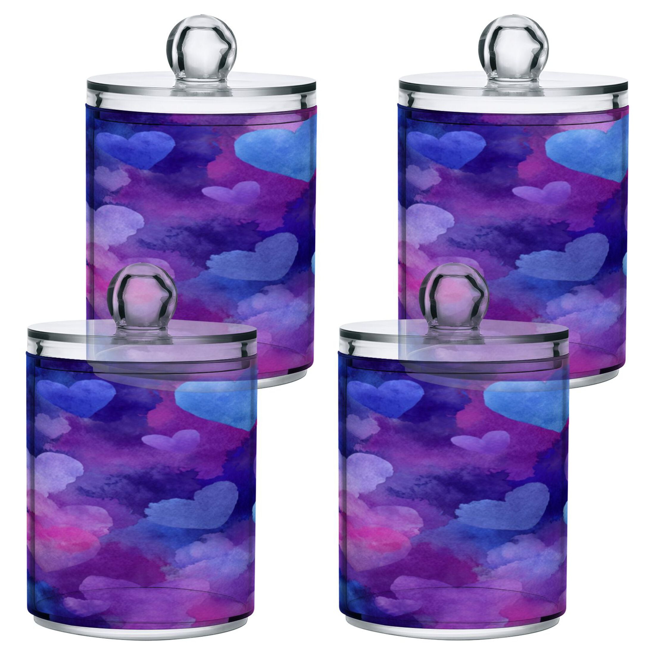 4 Pack Bathroom Canisters Transparent Storage Jar for Cotton Ball, Swab ...