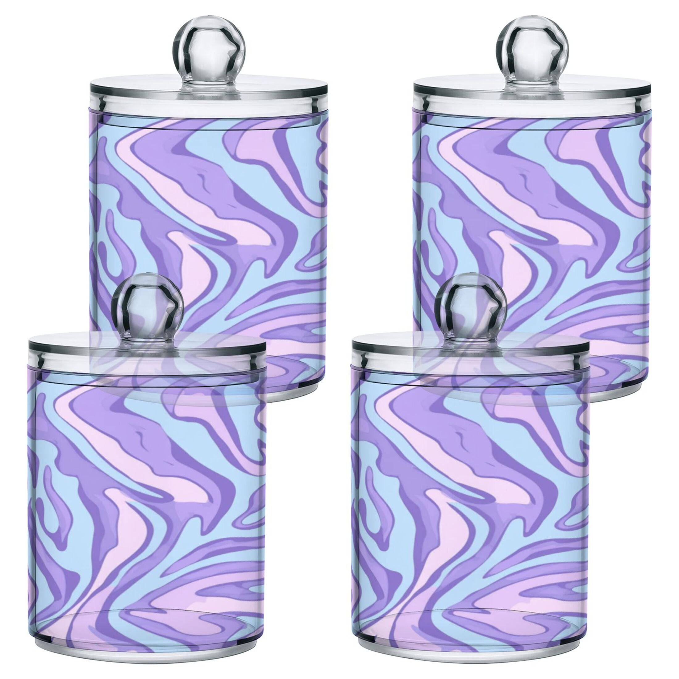 4 Pack Bathroom Canisters Transparent Storage Jar for Cotton Ball, Swab ...