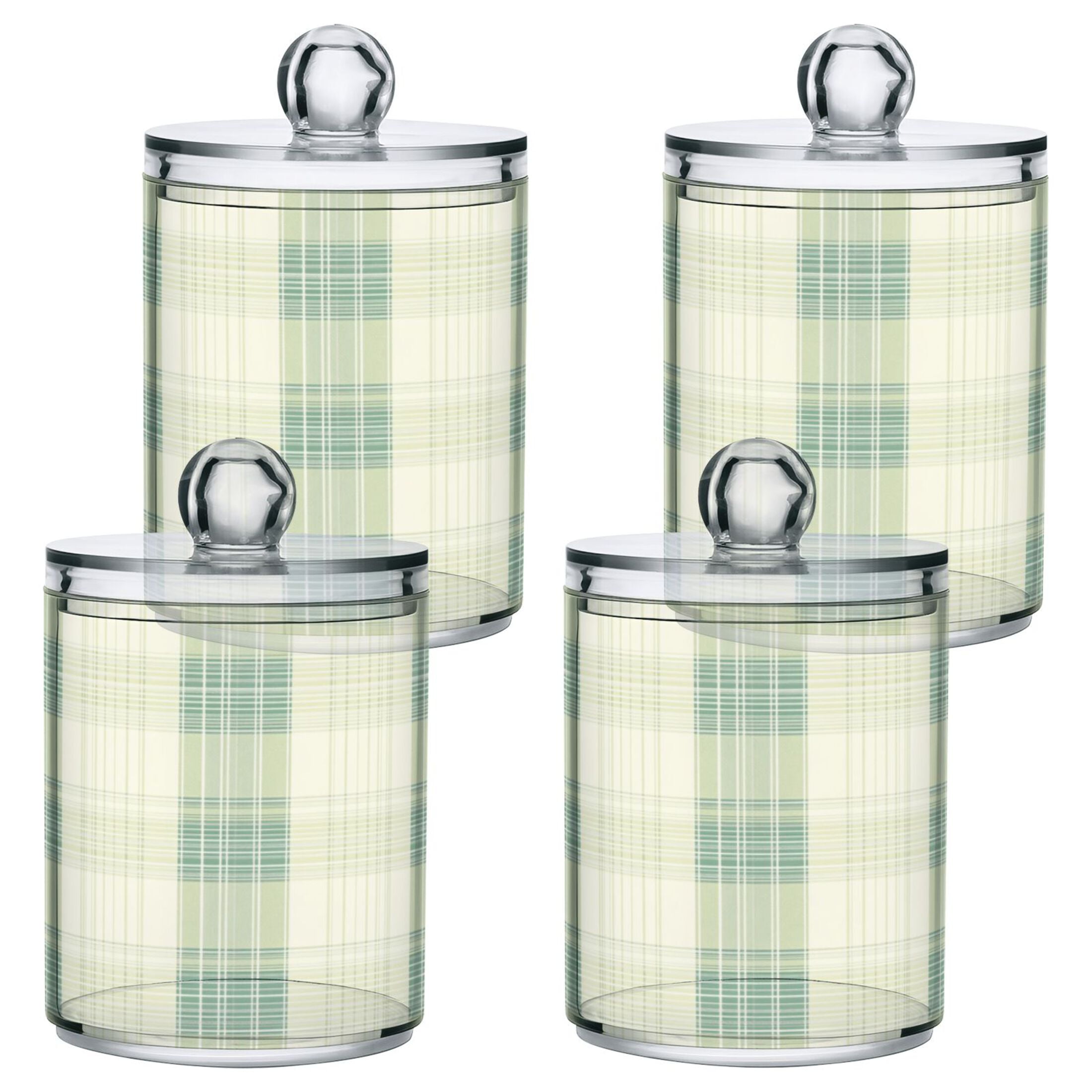 4 Pack Bathroom Canisters Transparent Storage Jar for Cotton Ball, Swab ...