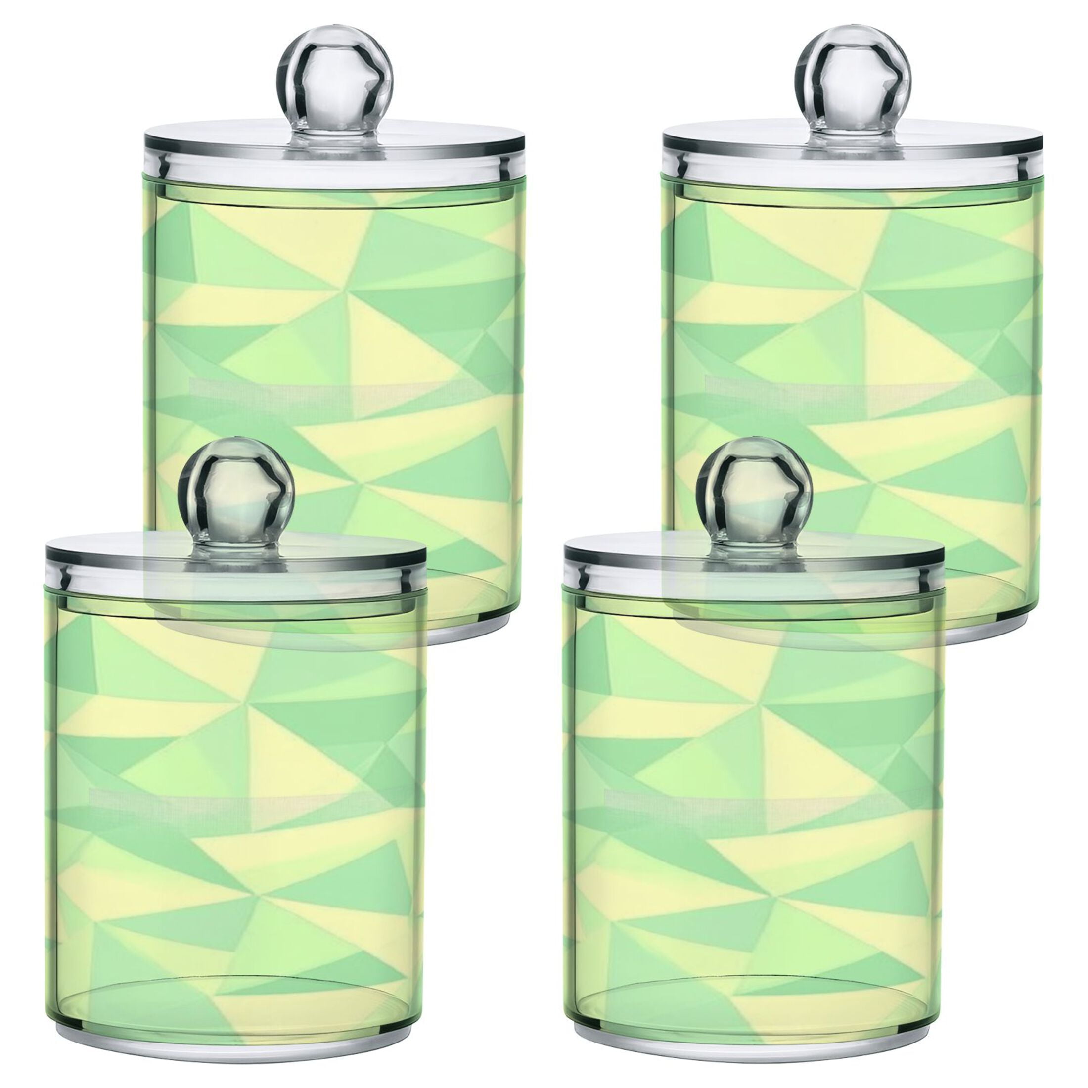 4 Pack Bathroom Canisters Transparent Storage Jar for Cotton Ball, Swab ...