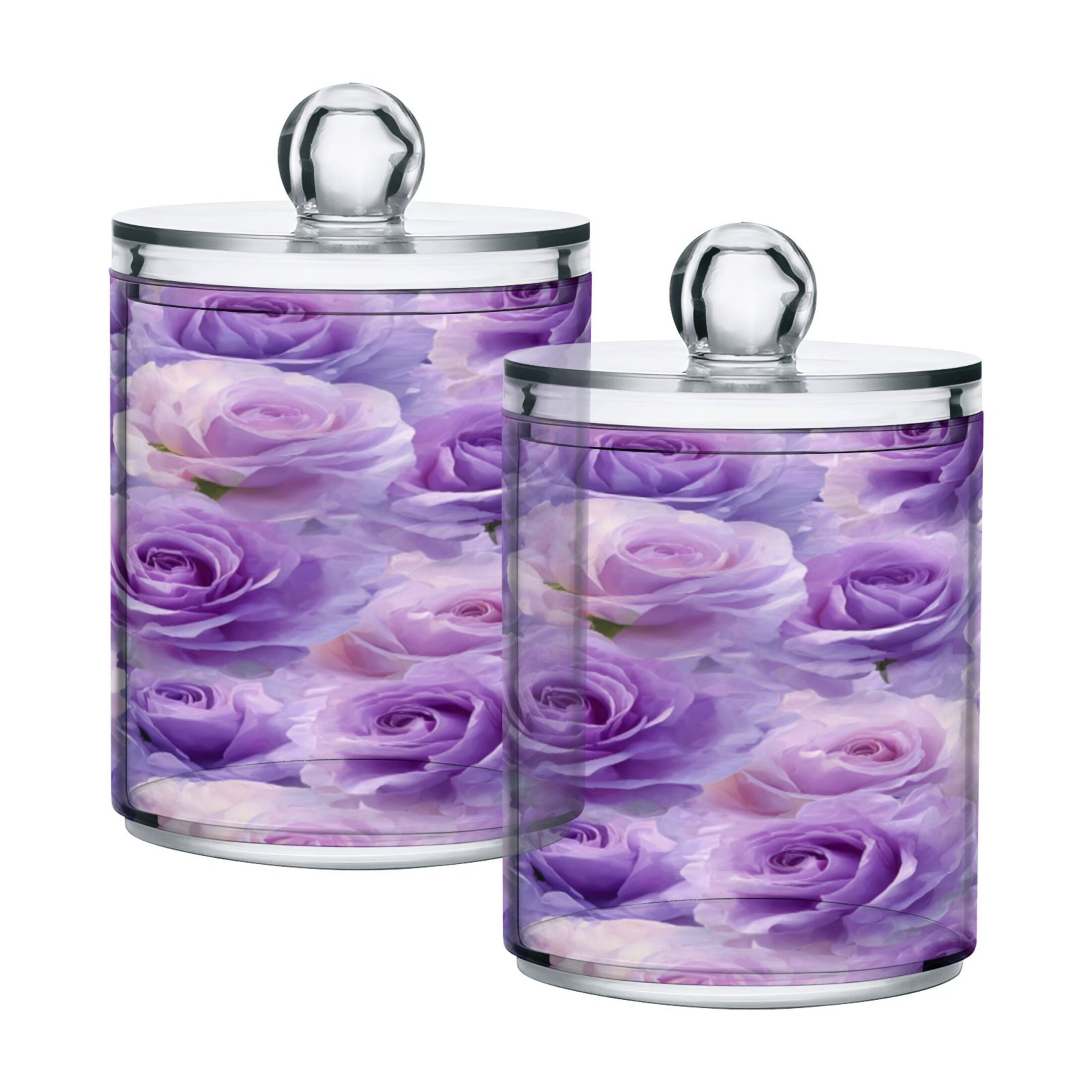 4 Pack Bathroom Canisters Transparent Storage Jar for Cotton Ball, Swab ...