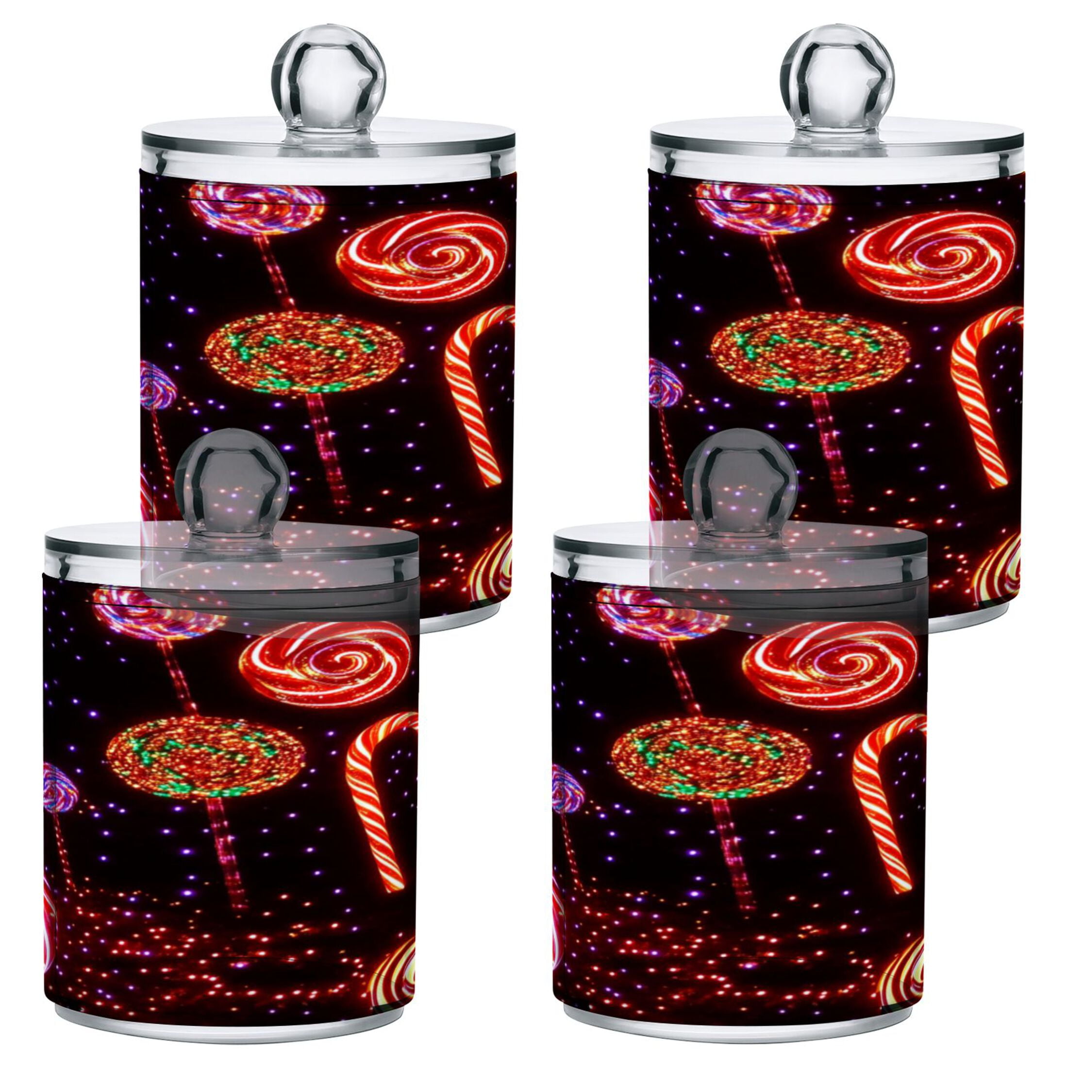 4 Pack Bathroom Canisters Transparent Storage Jar for Cotton Ball, Swab ...