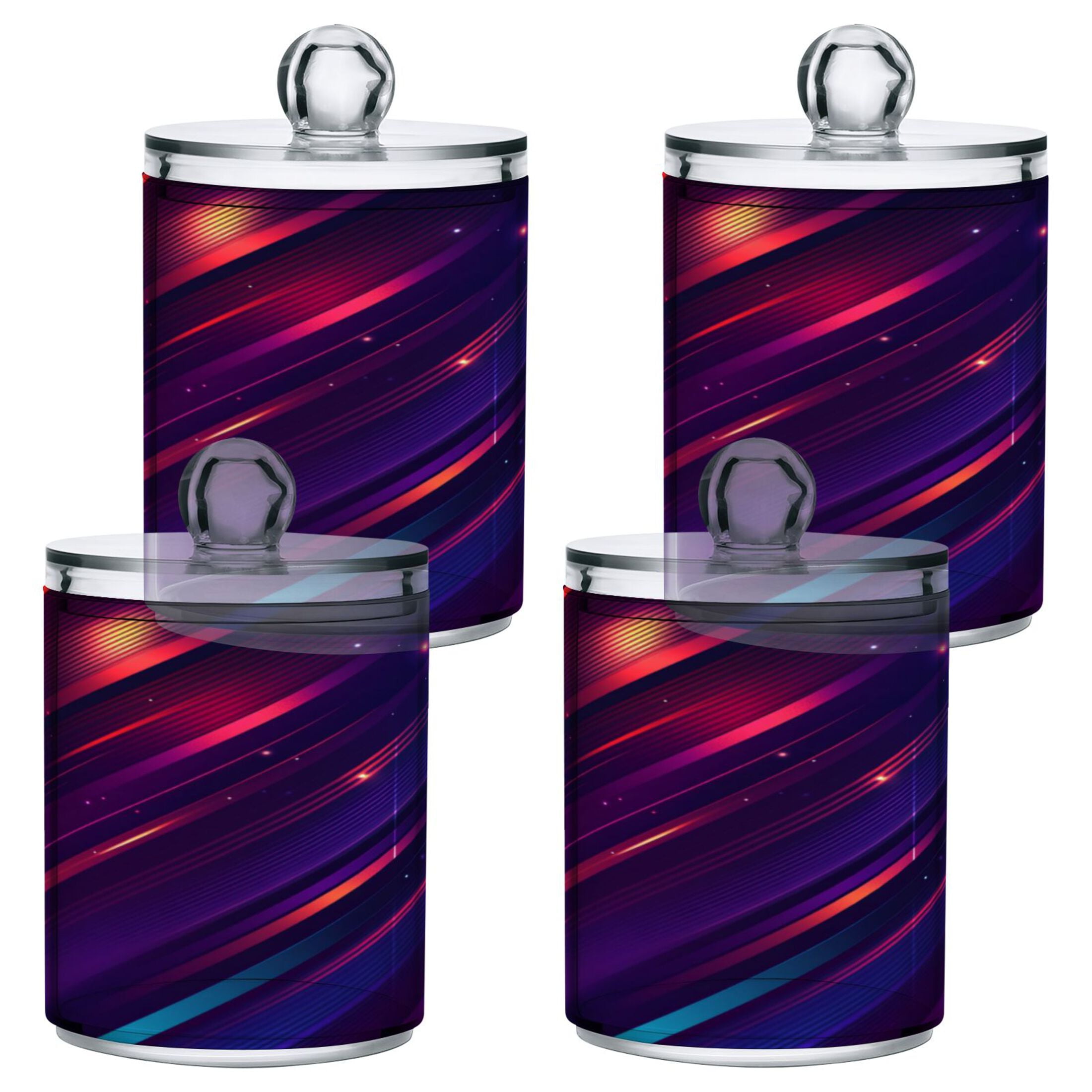 4 Pack Bathroom Canisters Transparent Storage Jar for Cotton Ball, Swab ...