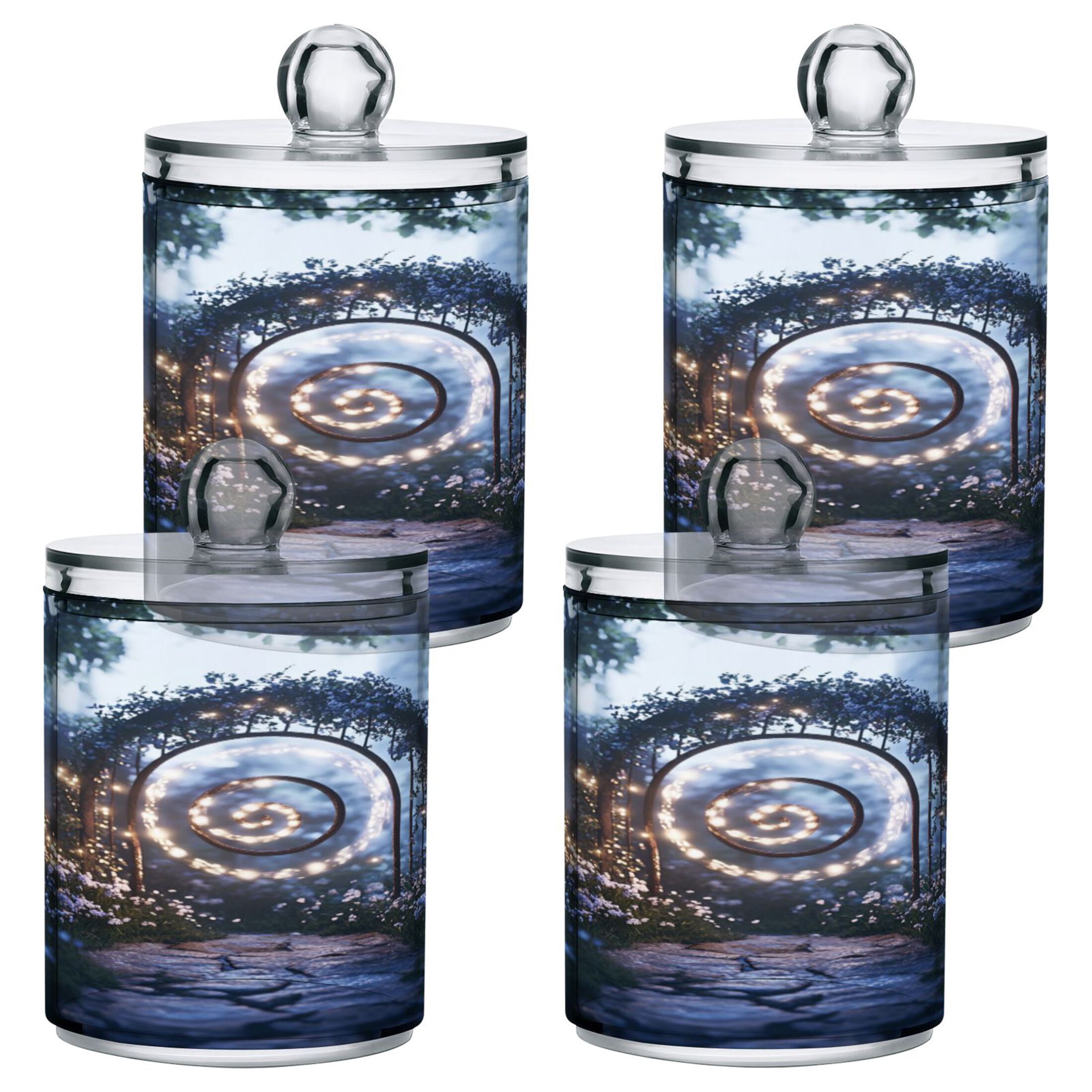 4 Pack Bathroom Canisters Transparent Storage Jar for Cotton Ball, Swab ...