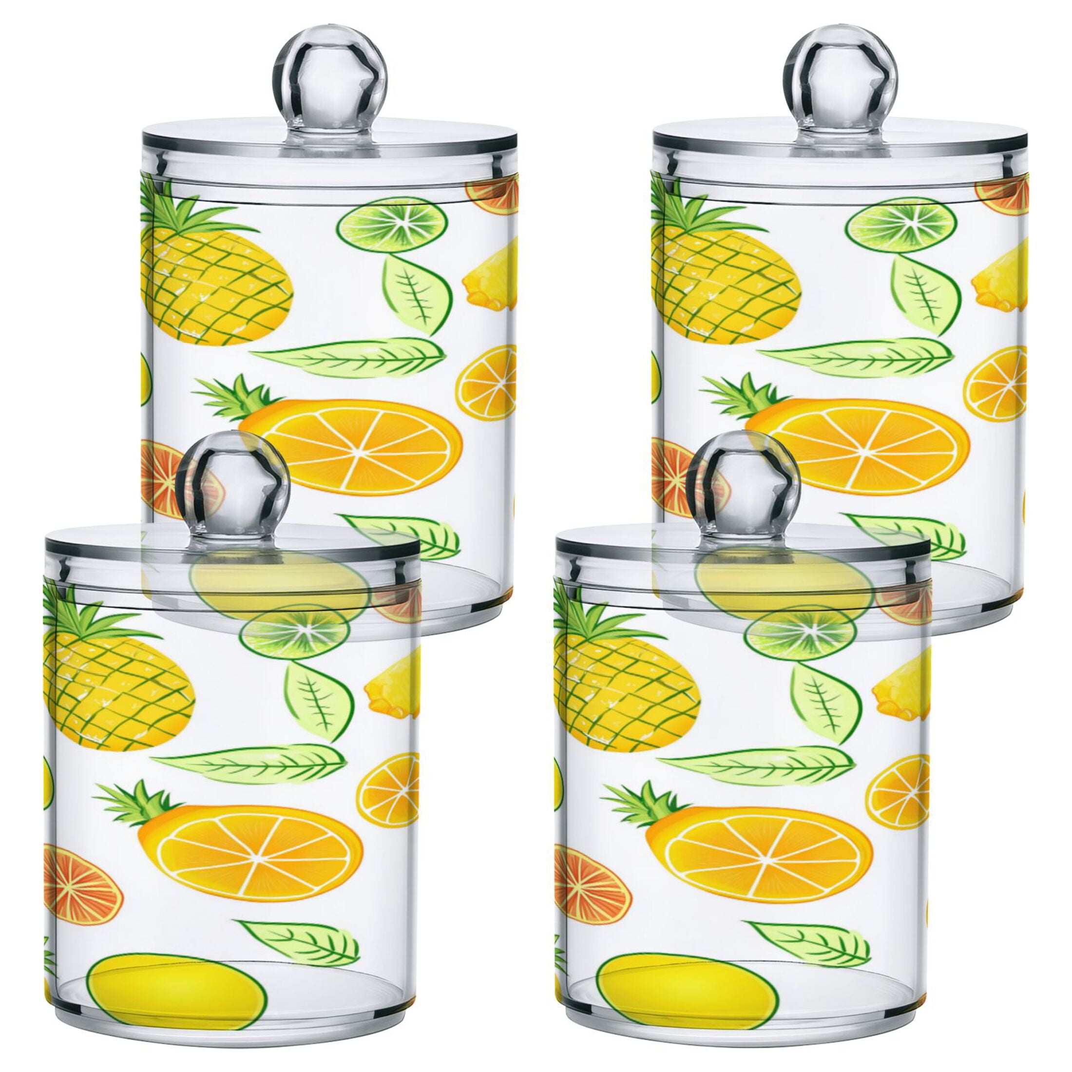 4 Pack Bathroom Canisters Transparent Storage Jar for Cotton Ball, Swab ...