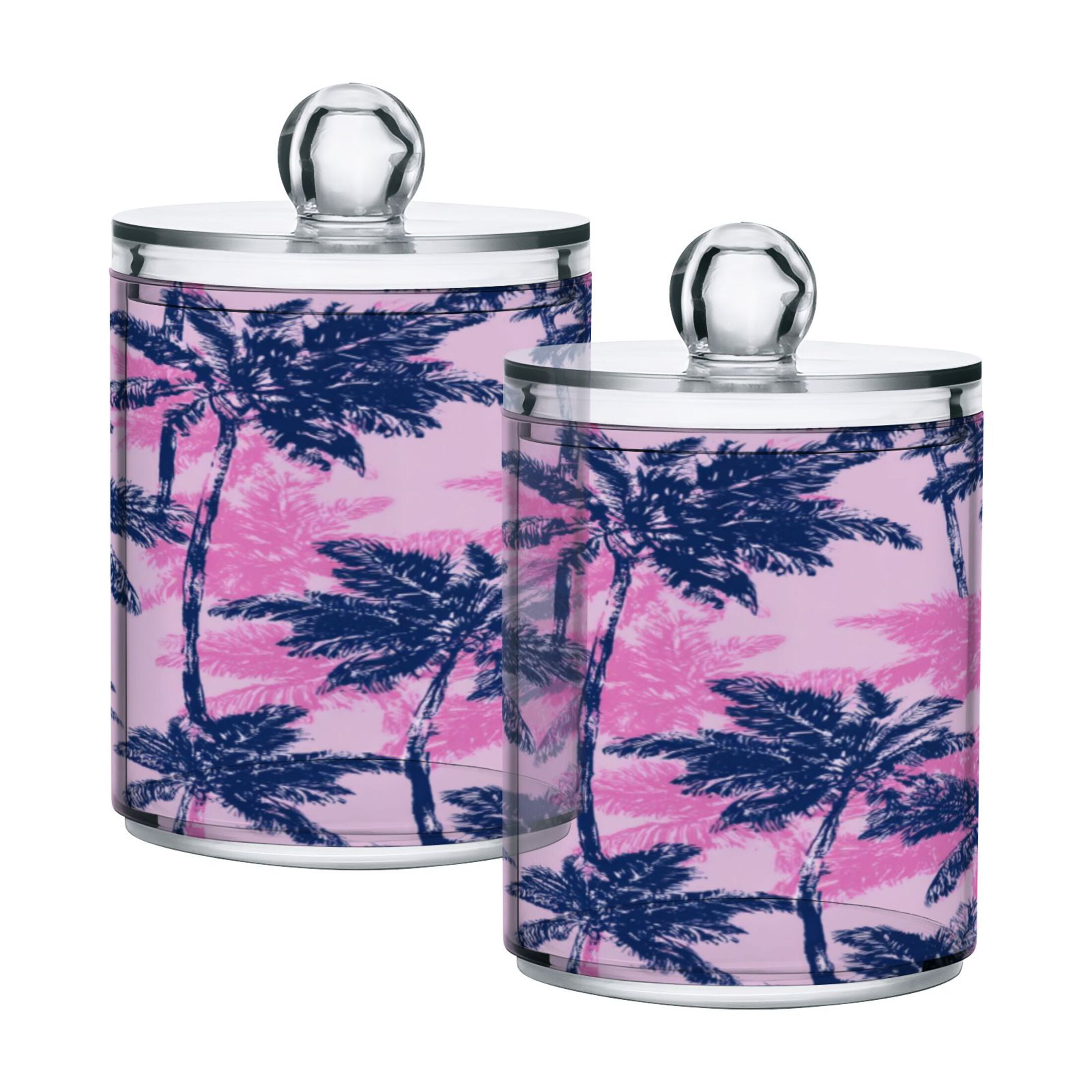 4 Pack Bathroom Canisters Transparent Storage Jar for Cotton Ball, Swab ...