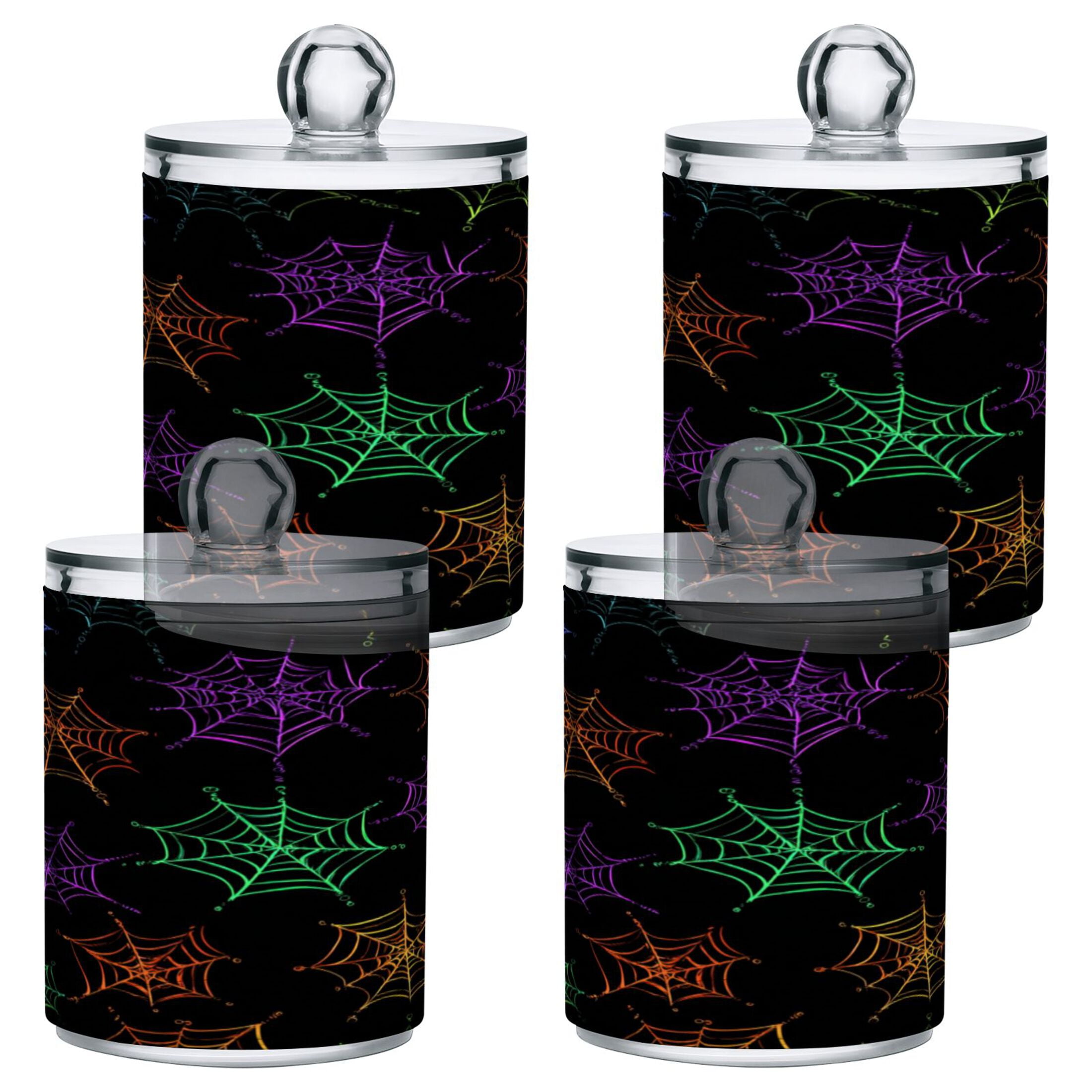 4 Pack Bathroom Canisters Transparent Storage Jar for Cotton Ball, Swab ...