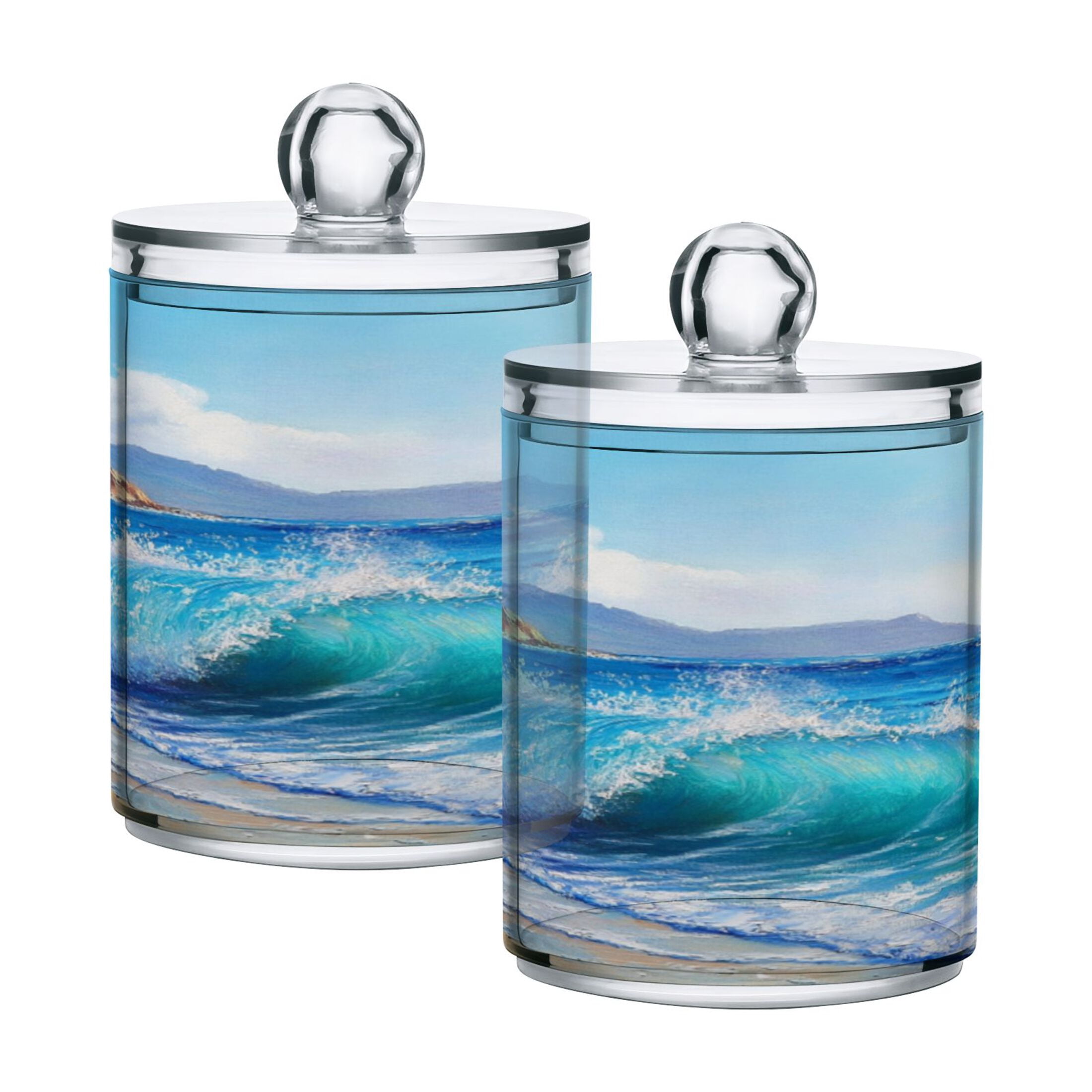 4 Pack Bathroom Canisters Transparent Storage Jar for Cotton Ball, Swab ...