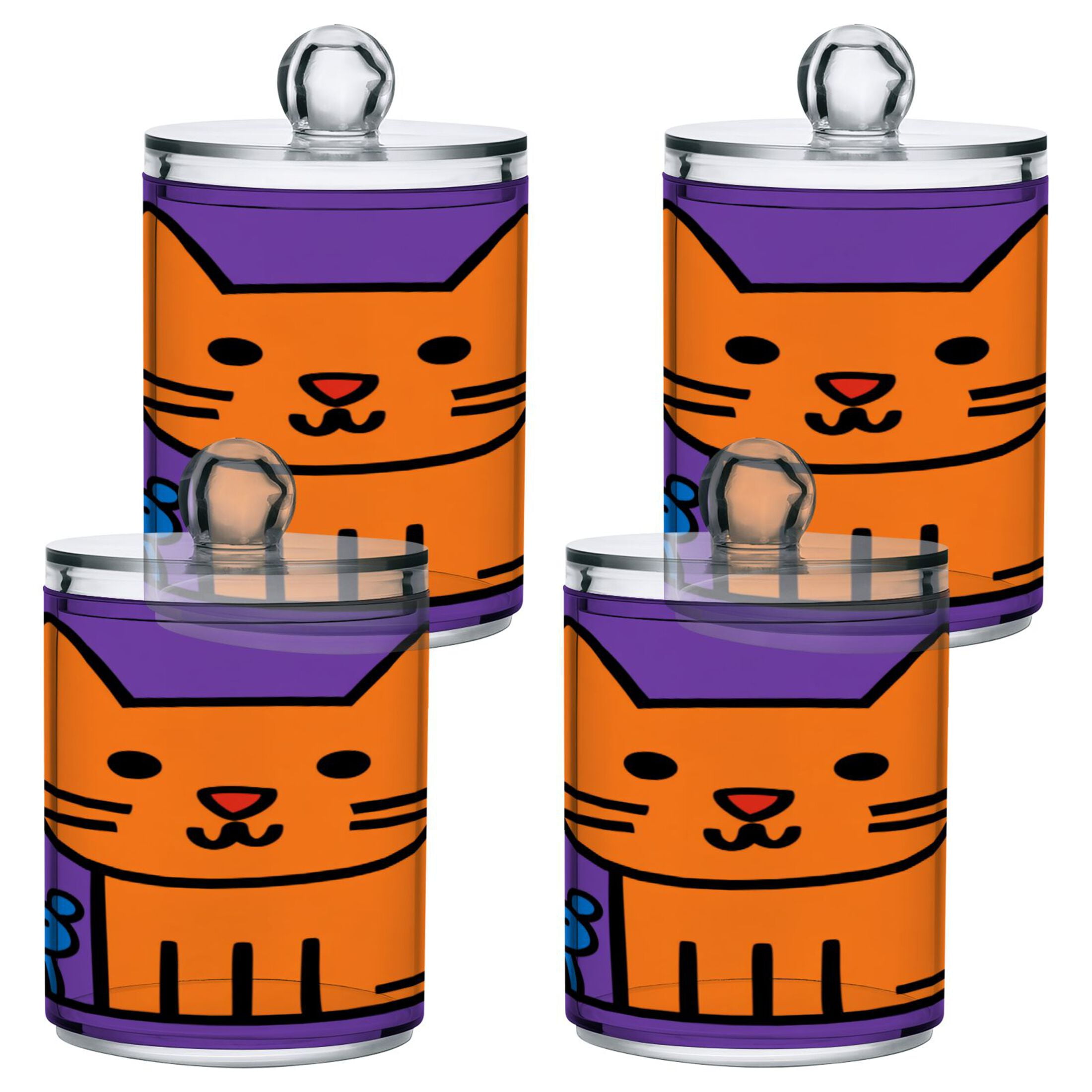 4 Pack Bathroom Canisters Transparent Storage Jar for Cotton Ball, Swab ...