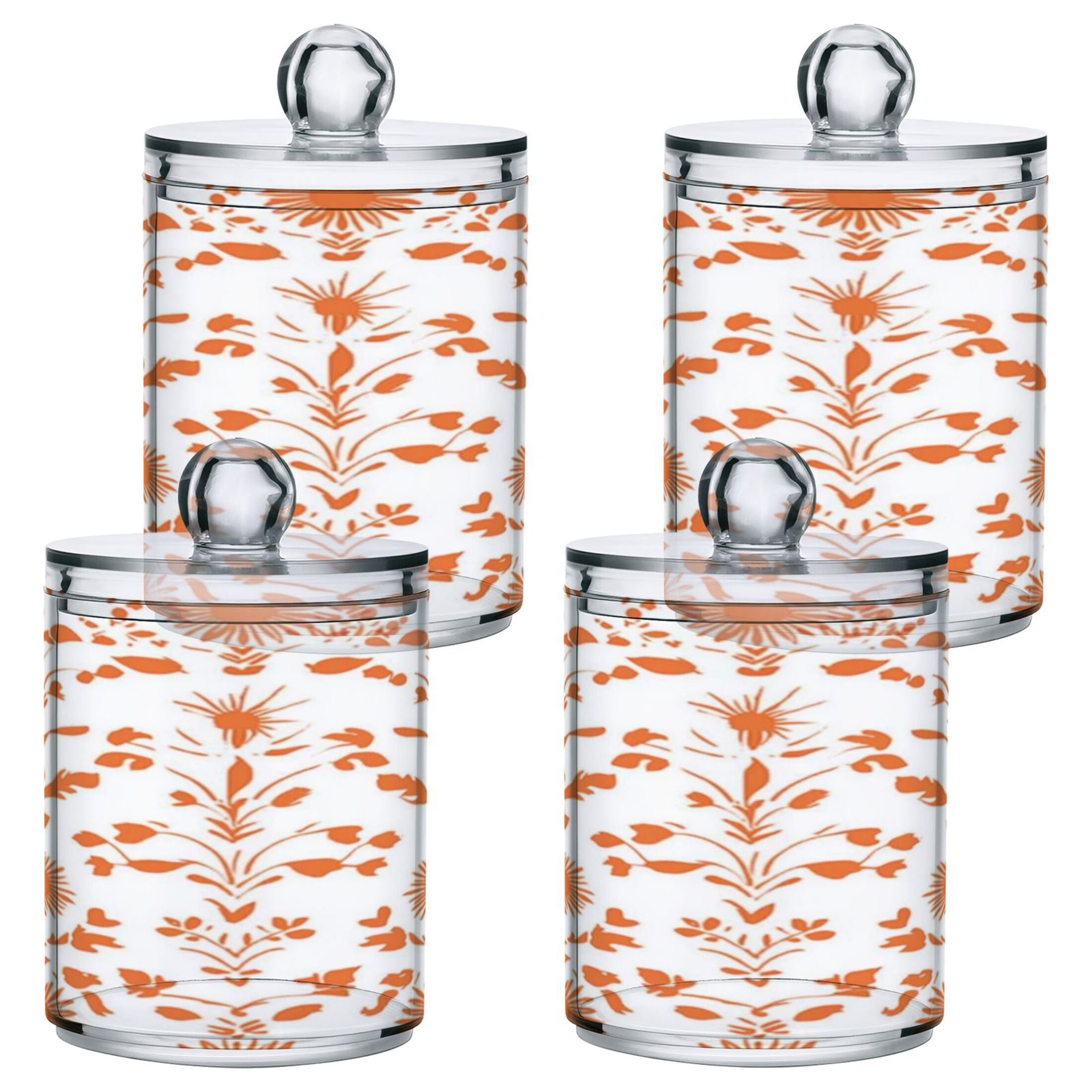 4 Pack Bathroom Canisters Transparent Storage Jar for Cotton Ball, Swab ...