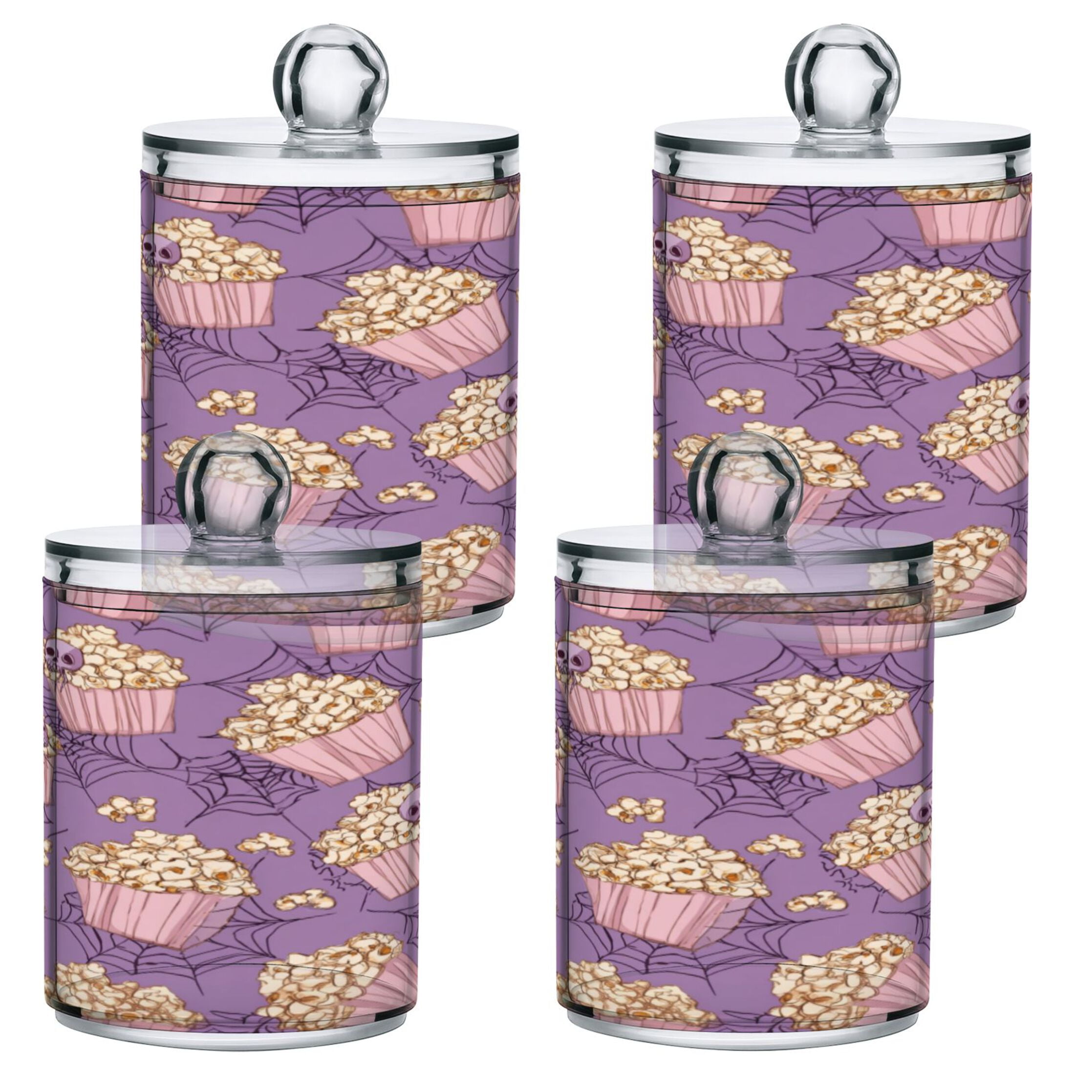 4 Pack Bathroom Canisters Transparent Storage Jar for Cotton Ball, Swab ...