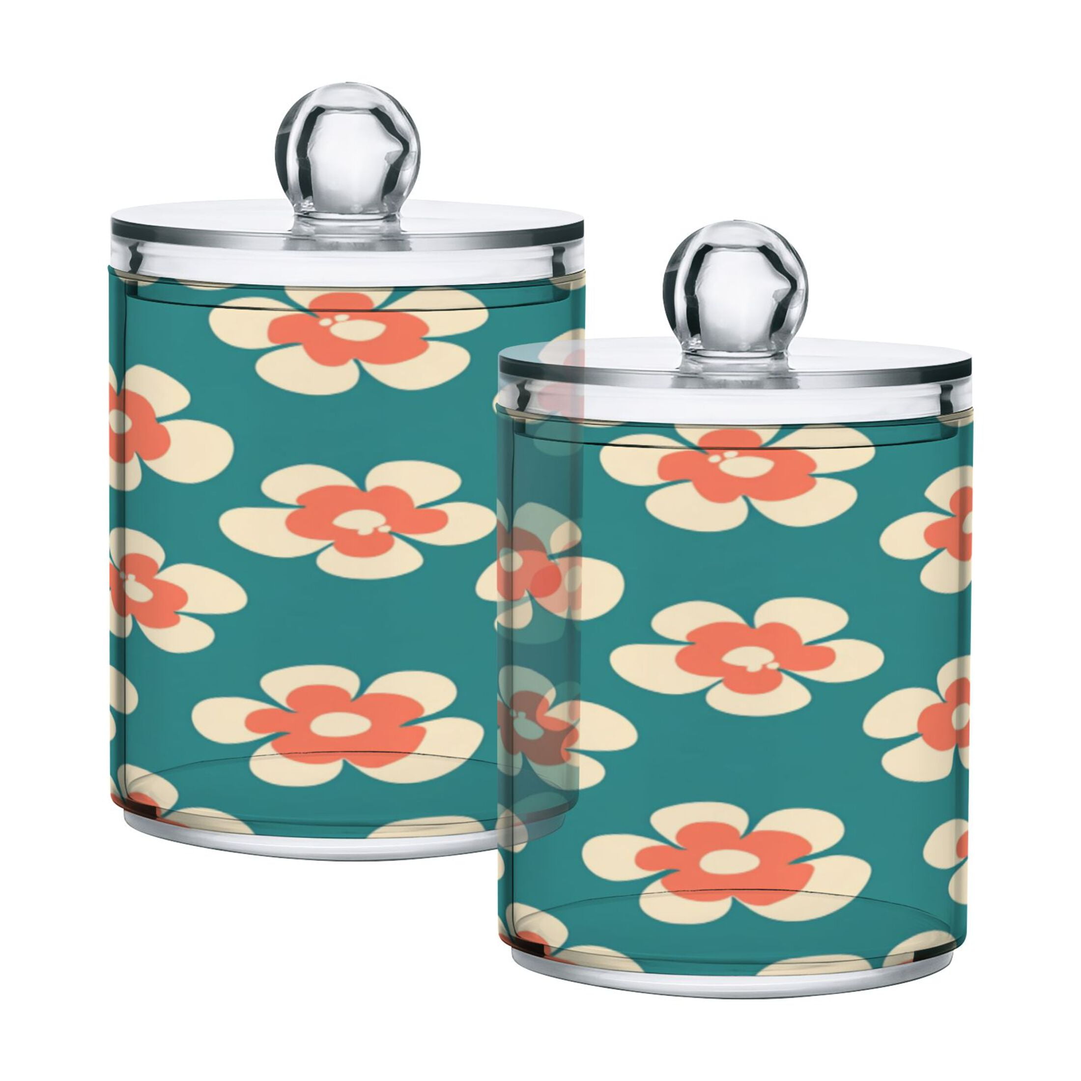 4 Pack Bathroom Canisters Transparent Storage Jar for Cotton Ball, Swab ...