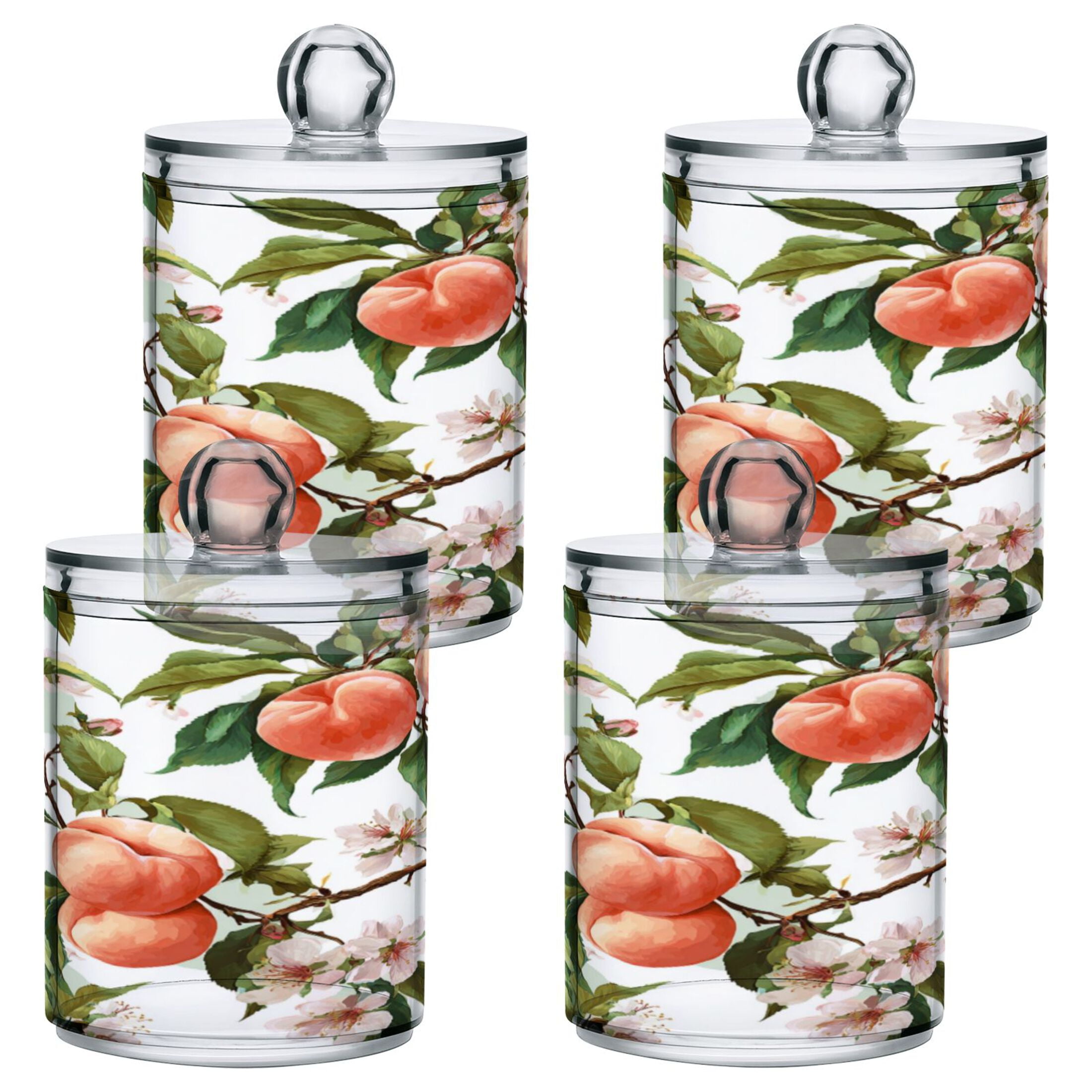 4 Pack Bathroom Canisters Transparent Storage Jar for Cotton Ball, Swab ...
