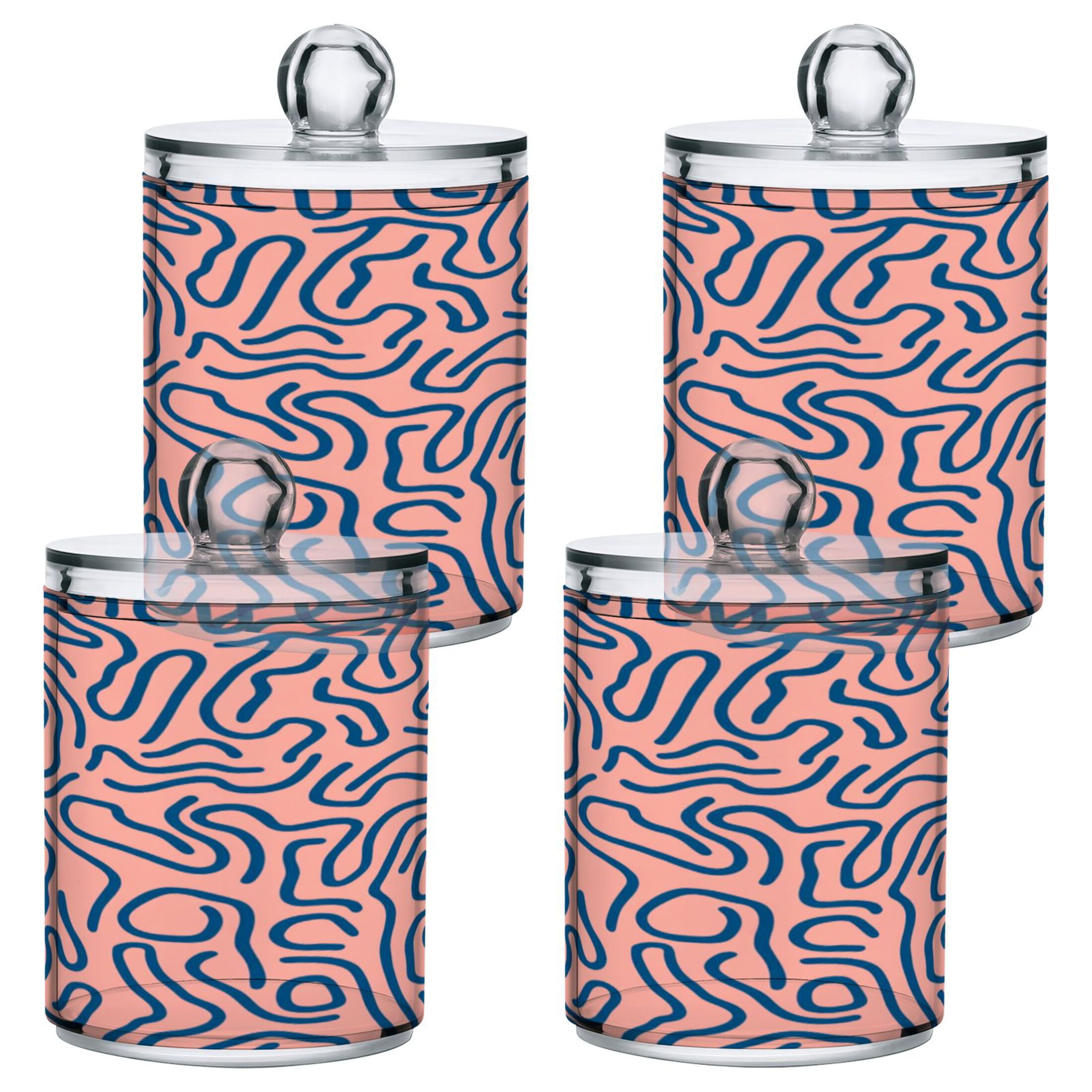 4 Pack Bathroom Canisters Transparent Storage Jar for Cotton Ball, Swab ...