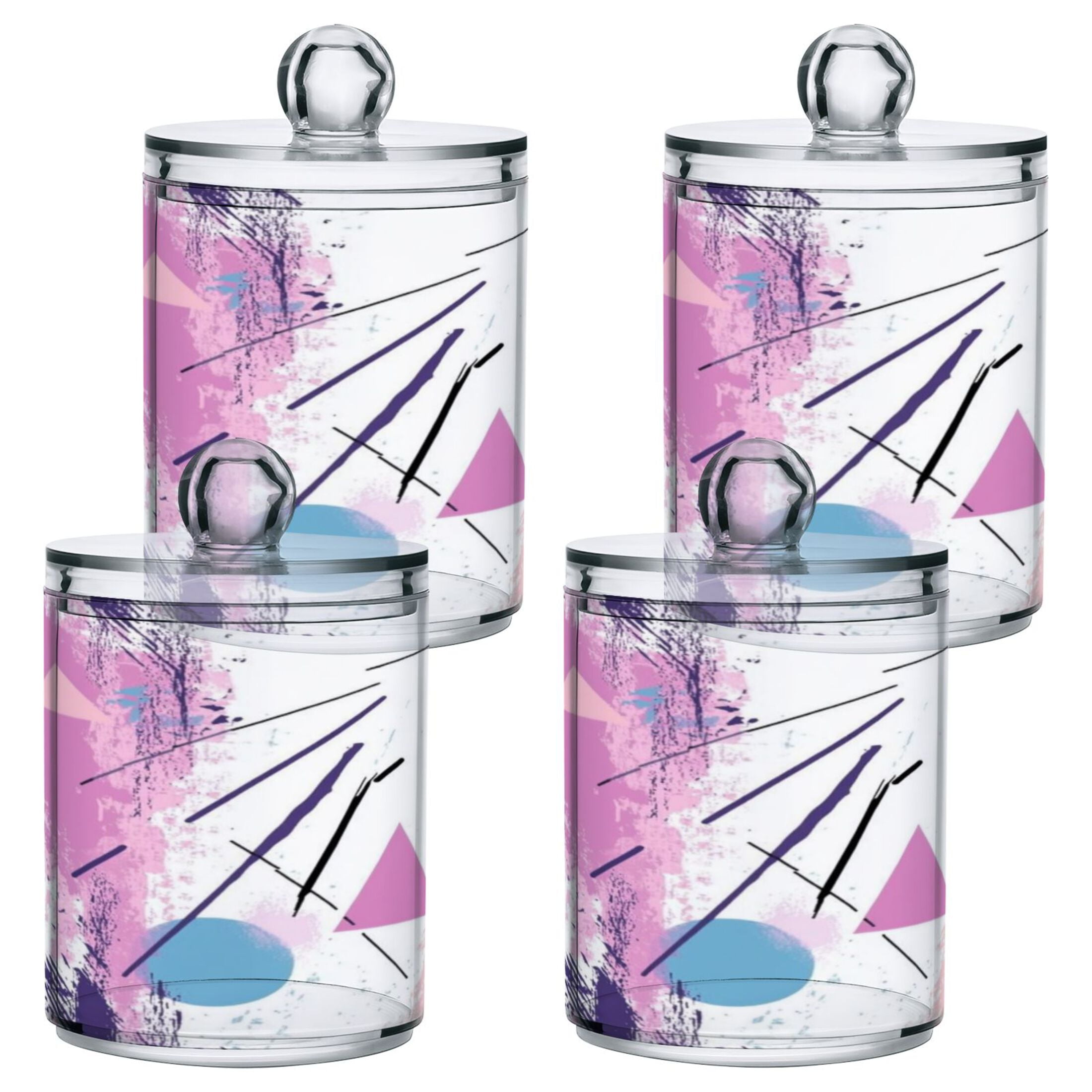 4 Pack Bathroom Canisters Transparent Storage Jar for Cotton Ball, Swab ...