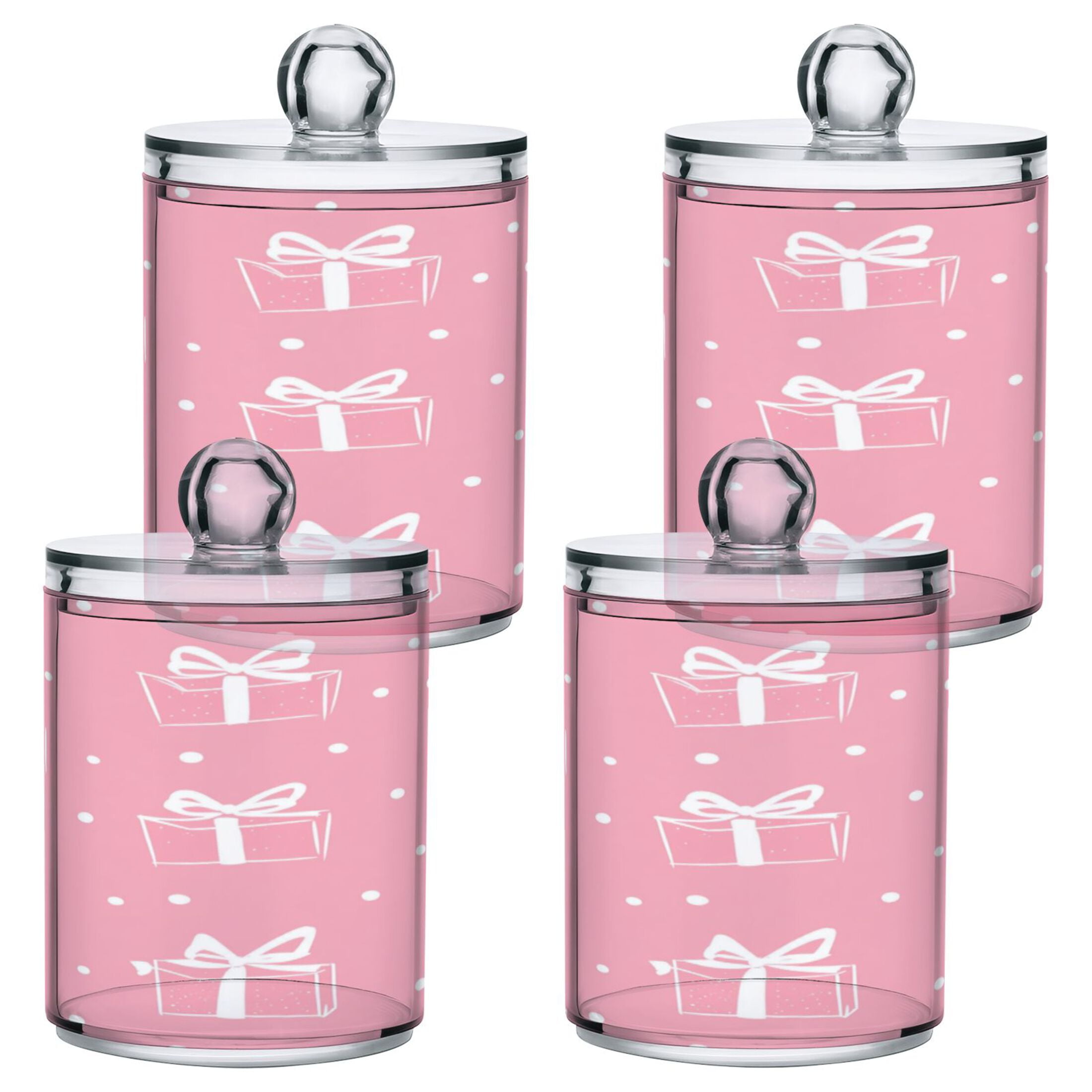 4 Pack Bathroom Canisters Transparent Storage Jar for Cotton Ball, Swab ...