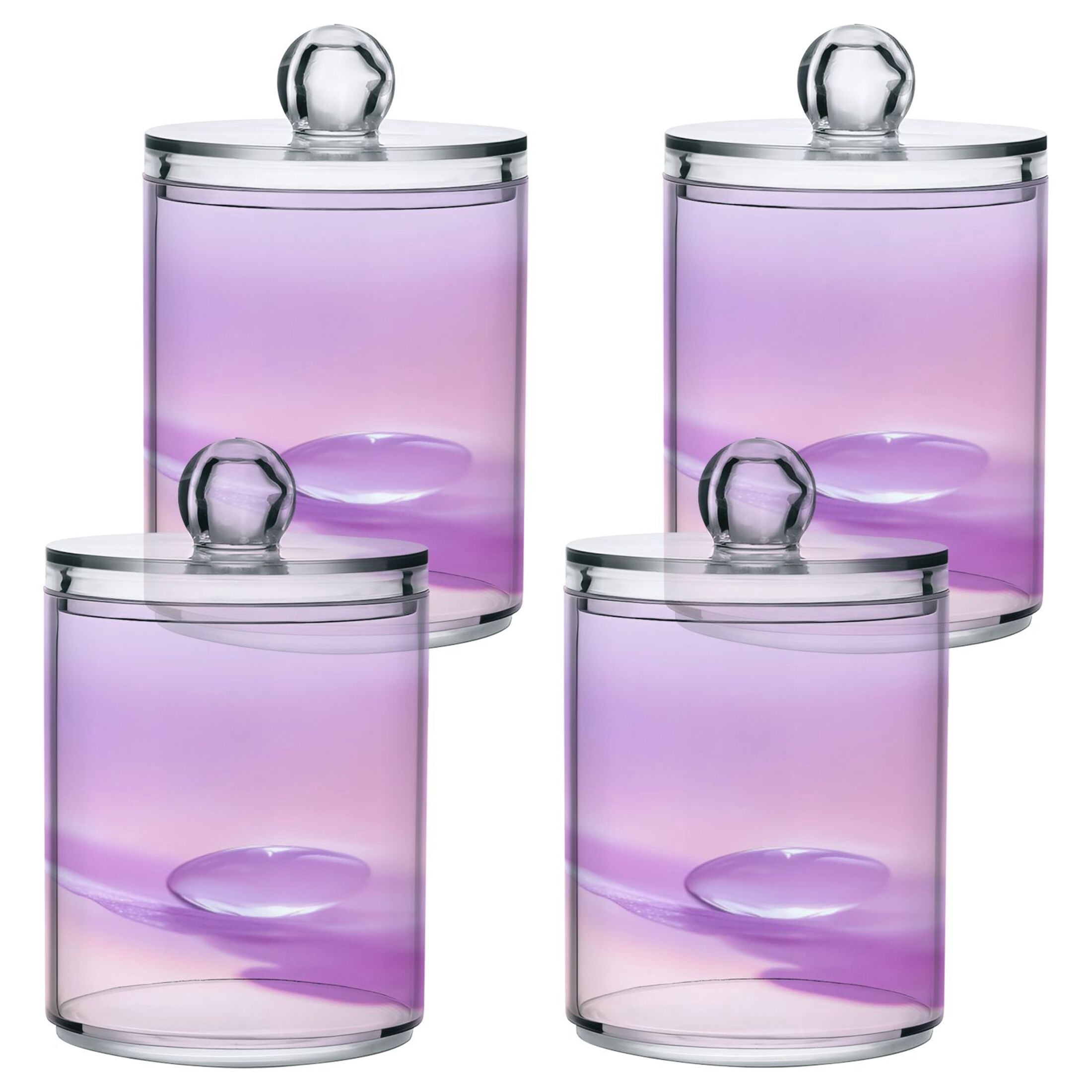 4 Pack Bathroom Canisters Transparent Storage Jar for Cotton Ball, Swab ...