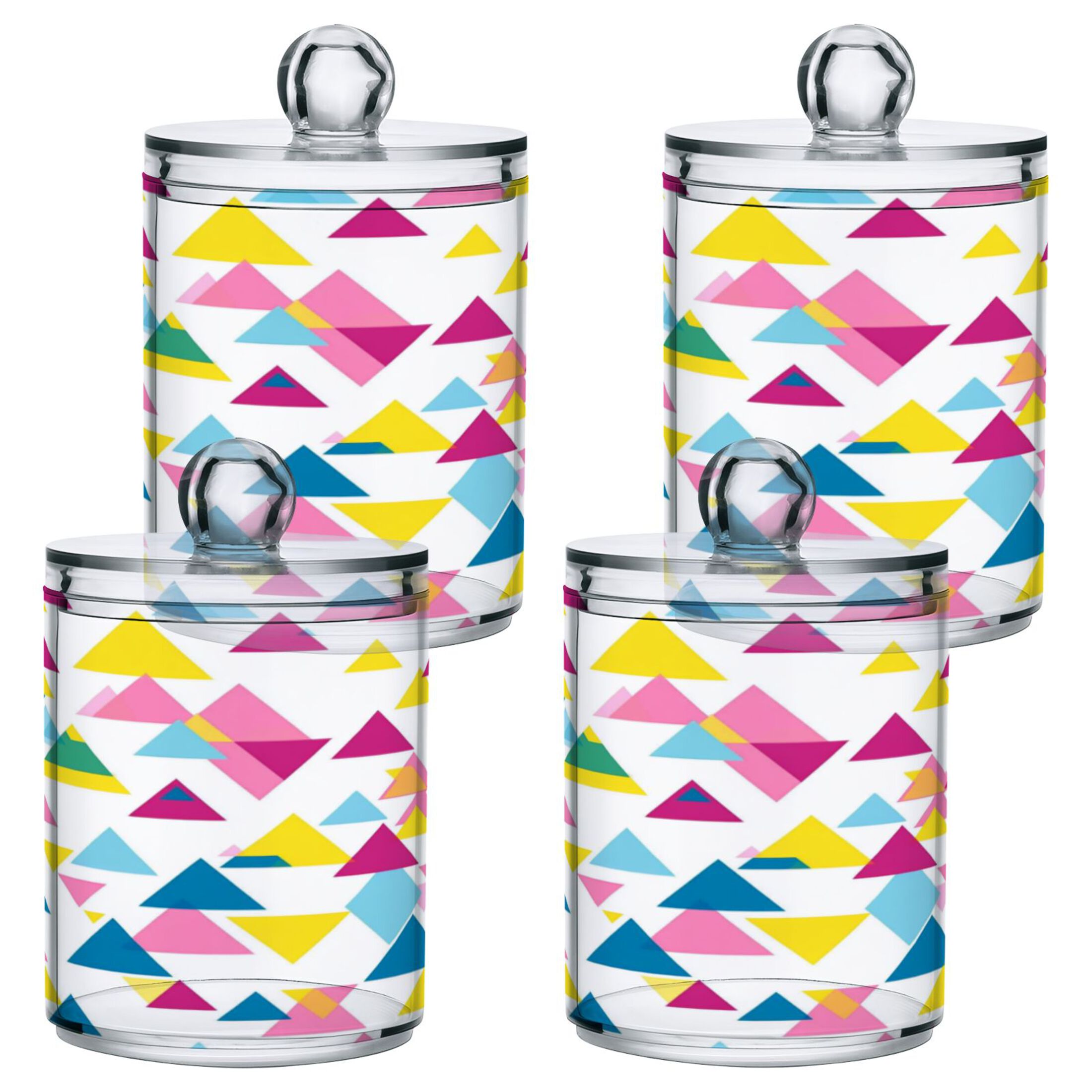 4 Pack Bathroom Canisters Transparent Storage Jar for Cotton Ball, Swab ...