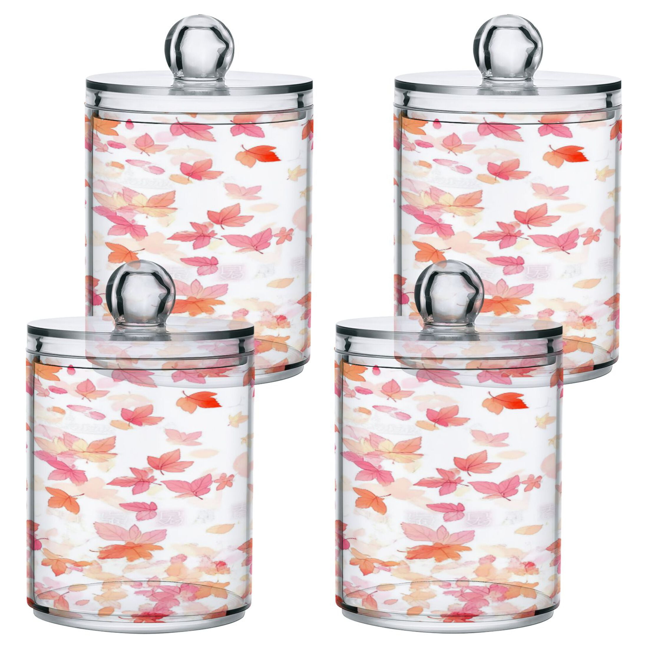 4 Pack Bathroom Canisters Transparent Storage Jar for Cotton Ball, Swab ...