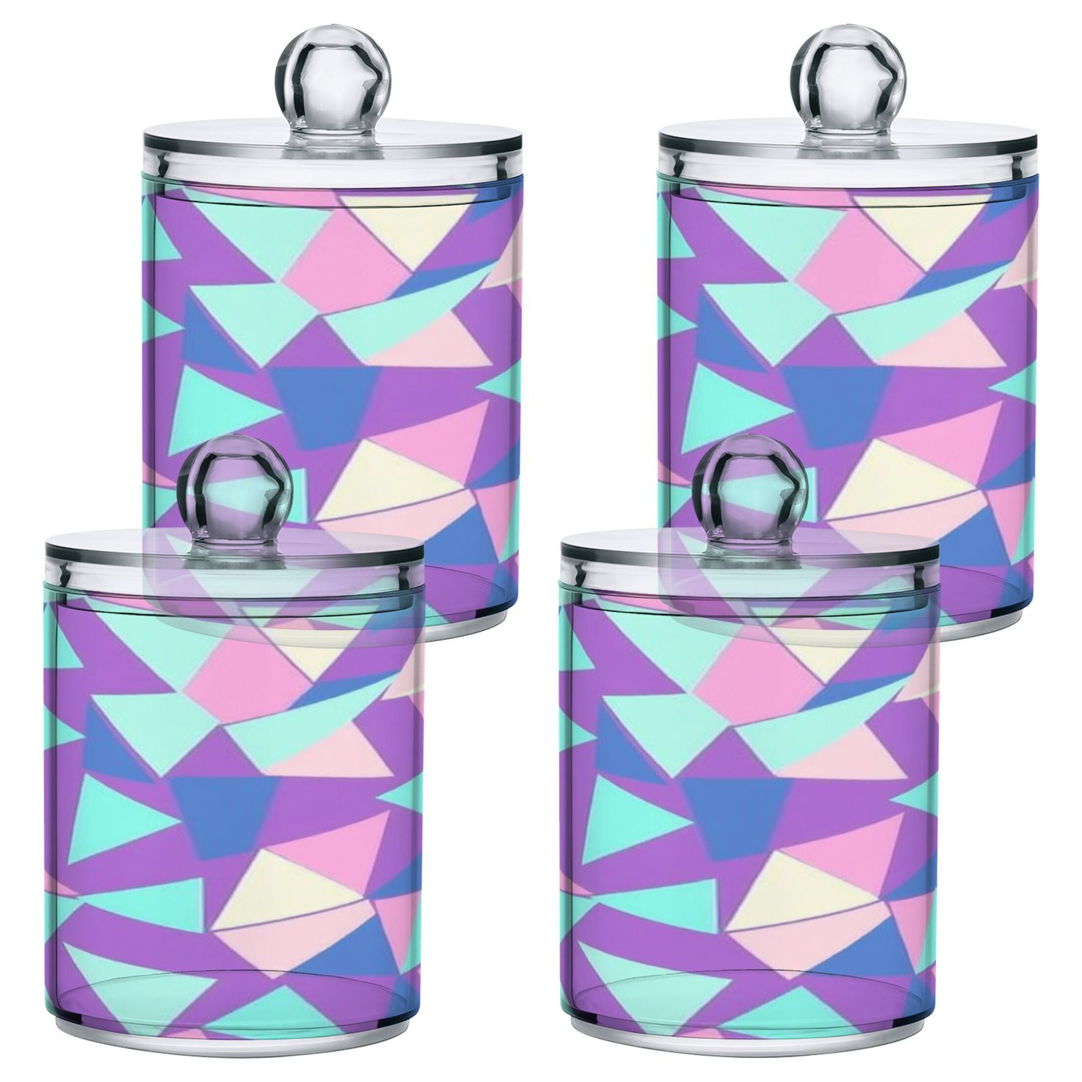 4 Pack Bathroom Canisters Transparent Storage Jar for Cotton Ball, Swab ...