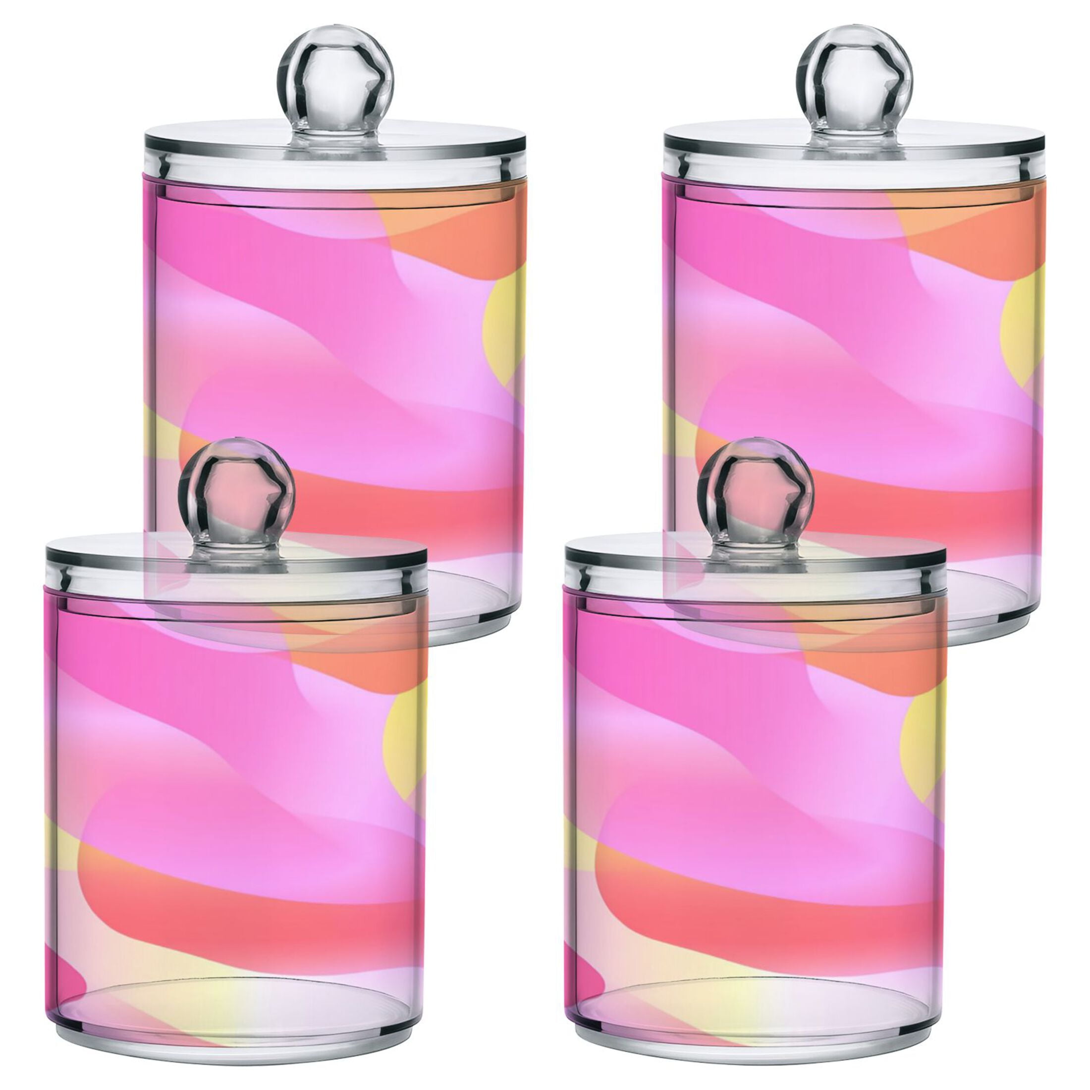 4 Pack Bathroom Canisters Transparent Storage Jar for Cotton Ball, Swab ...
