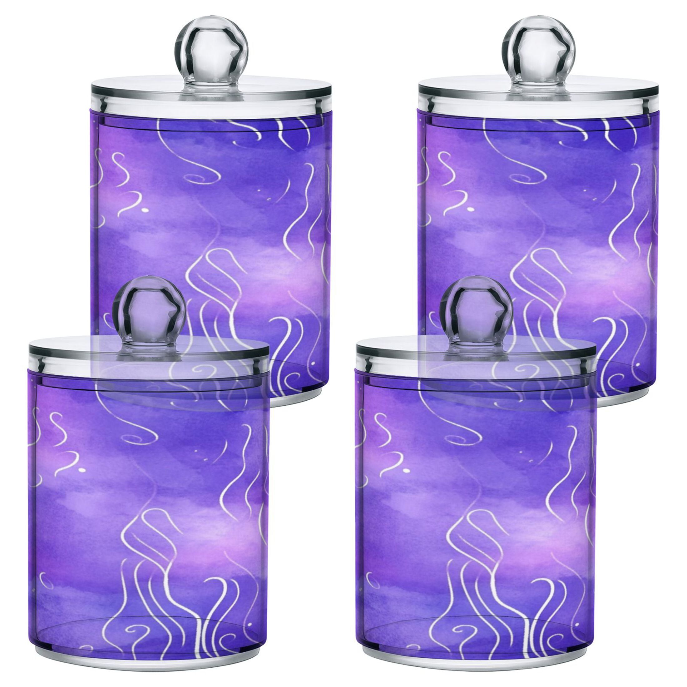 4 Pack Bathroom Canisters Transparent Storage Jar for Cotton Ball, Swab ...