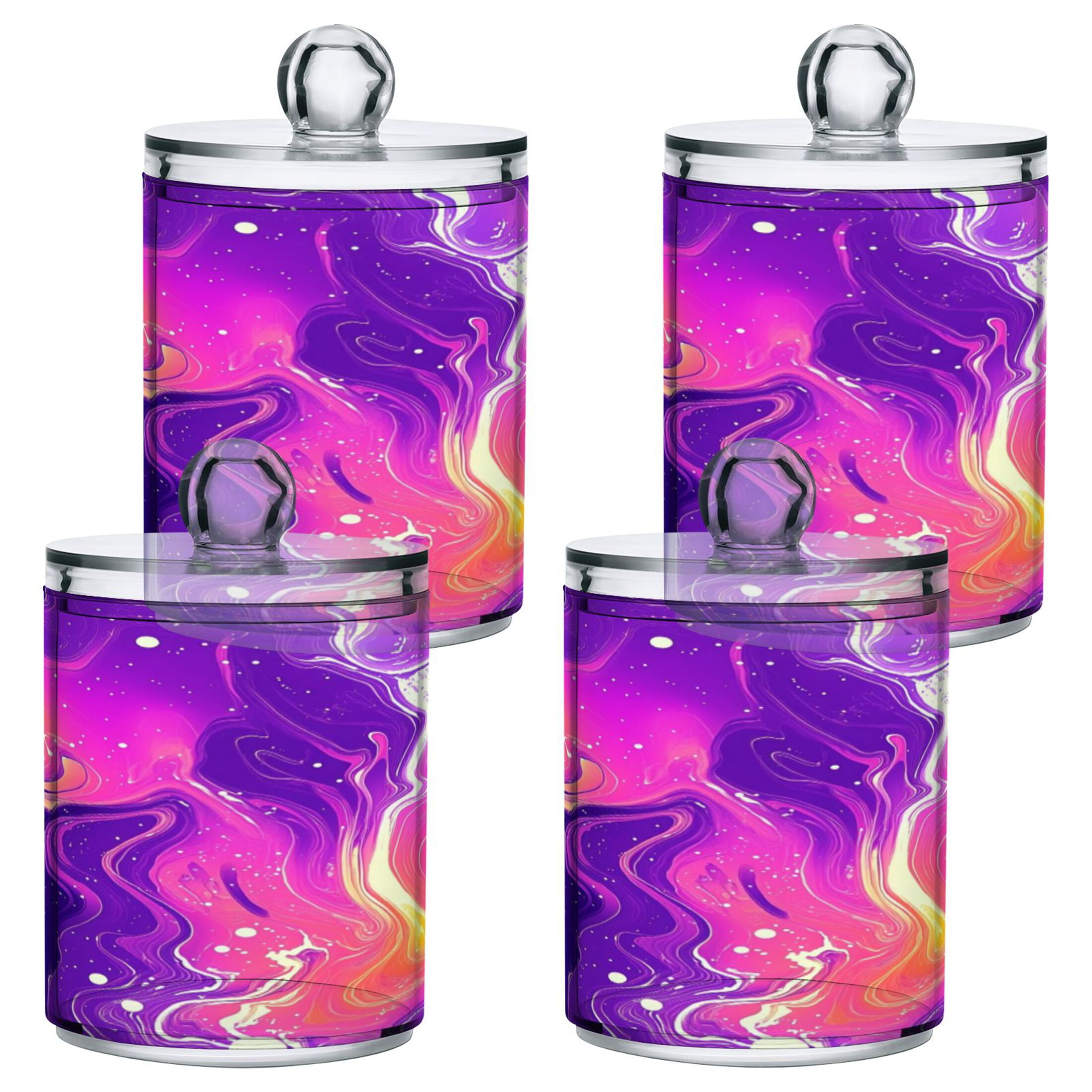 4 Pack Bathroom Canisters Transparent Storage Jar for Cotton Ball, Swab ...