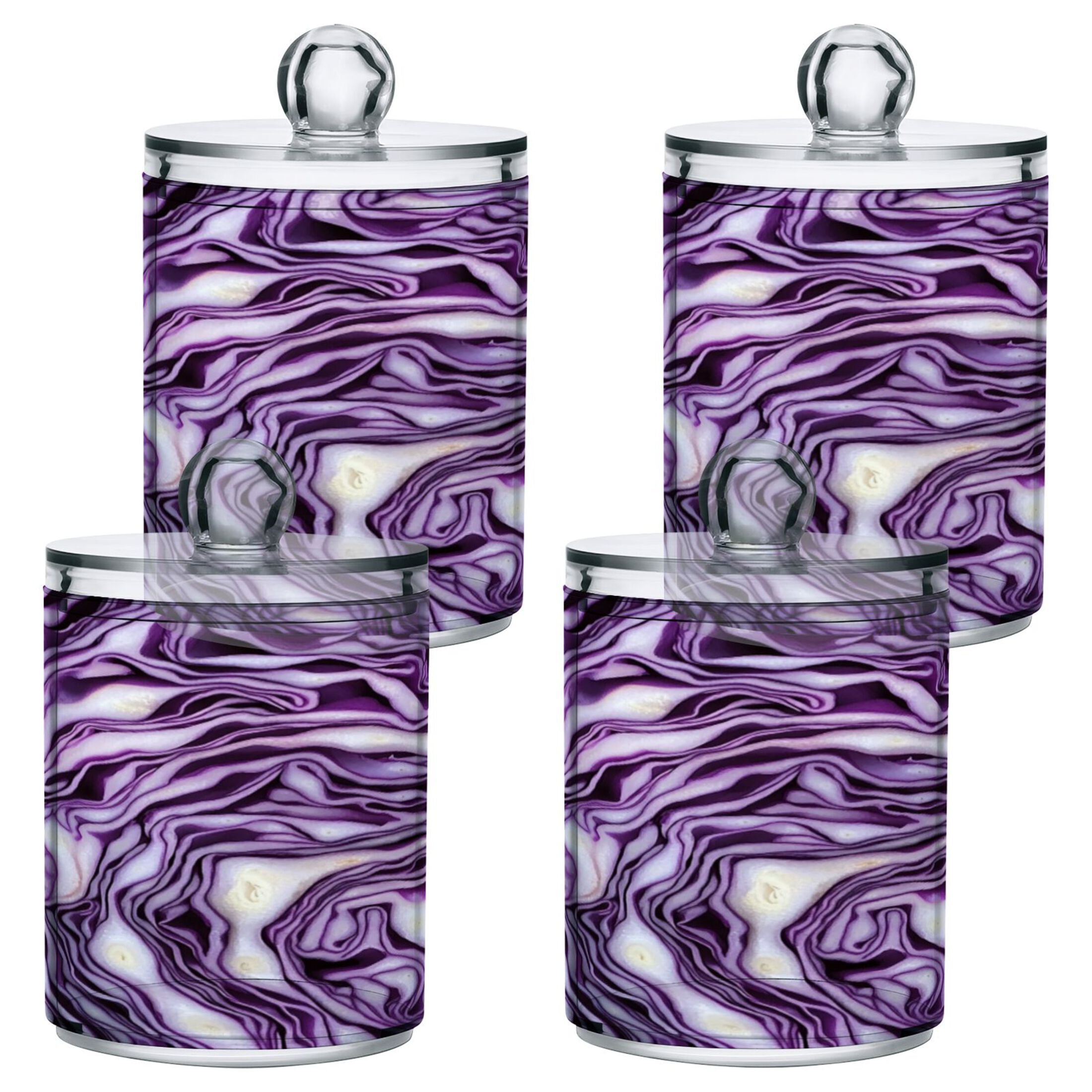 4 Pack Bathroom Canisters Transparent Storage Jar for Cotton Ball, Swab ...