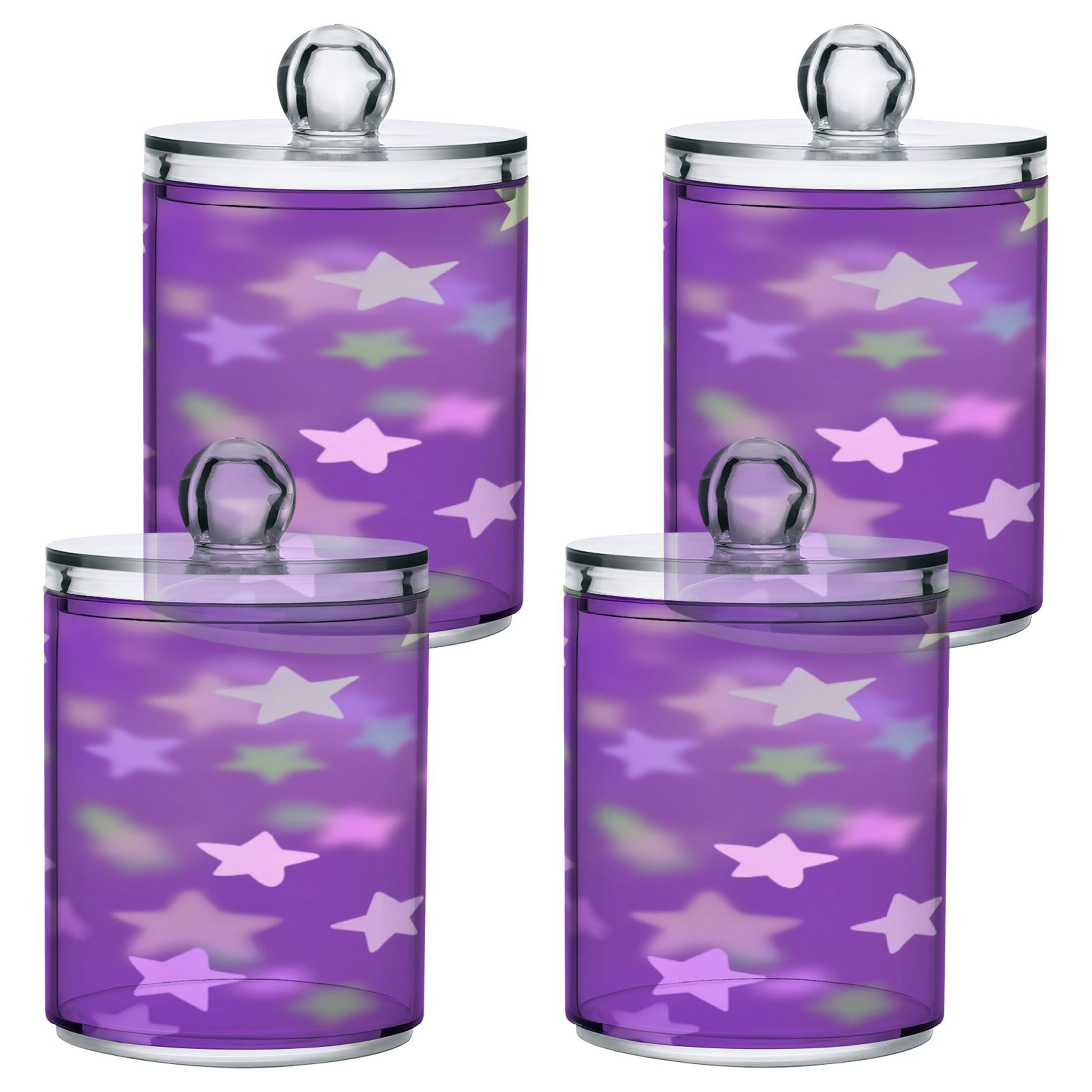 4 Pack Bathroom Canisters Transparent Storage Jar for Cotton Ball, Swab ...