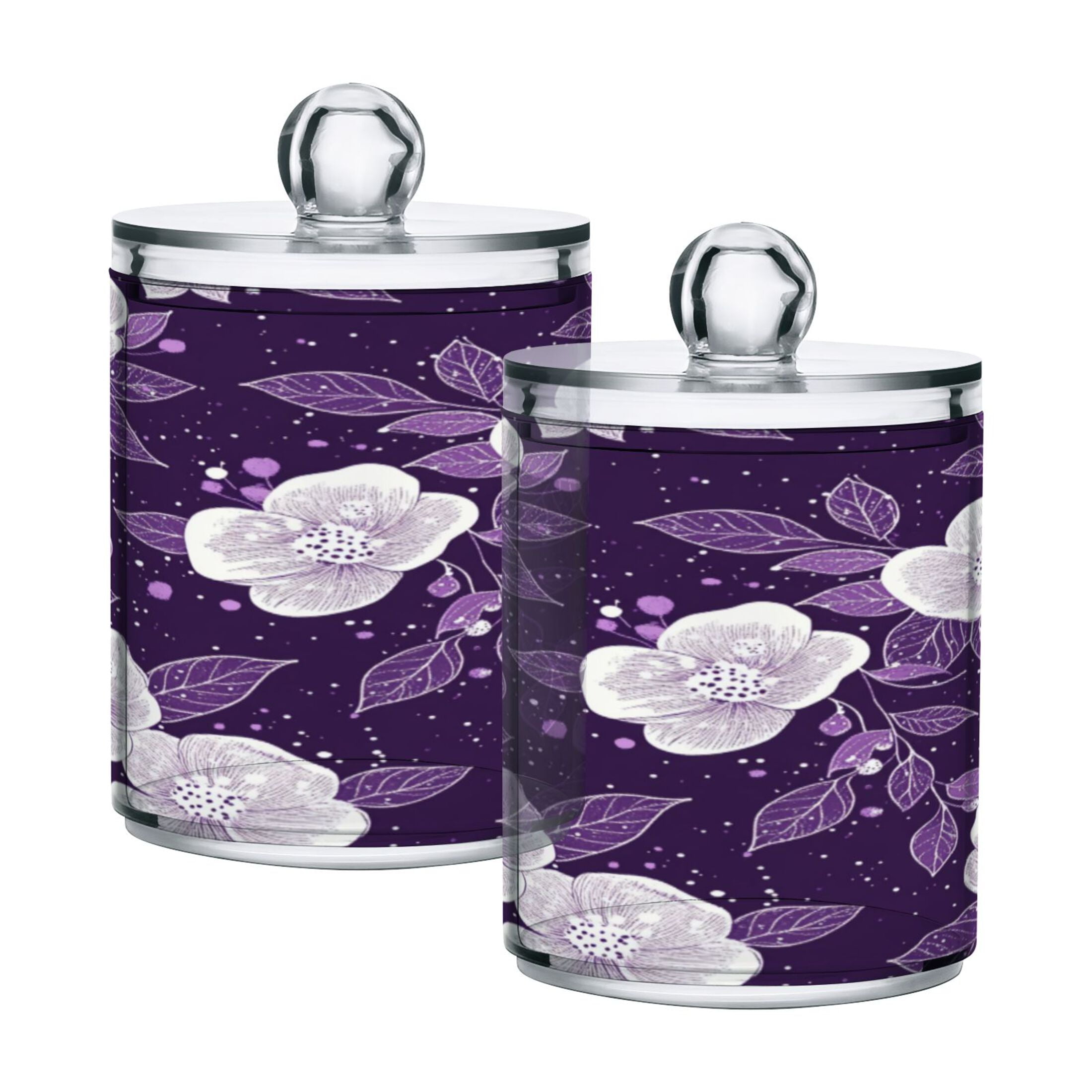 4 Pack Bathroom Canisters Transparent Storage Jar for Cotton Ball, Swab ...
