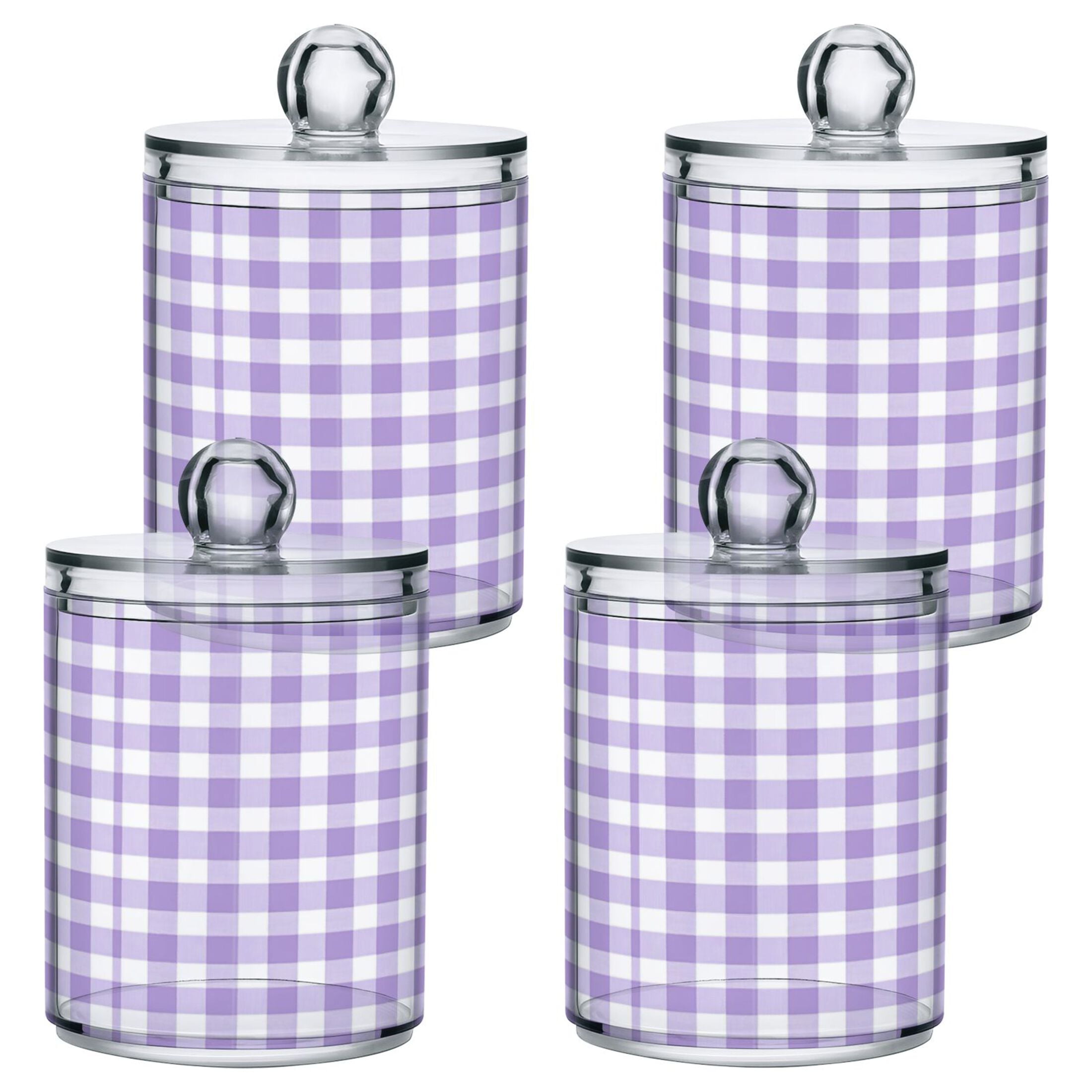 4 Pack Bathroom Canisters Transparent Storage Jar for Cotton Ball, Swab ...