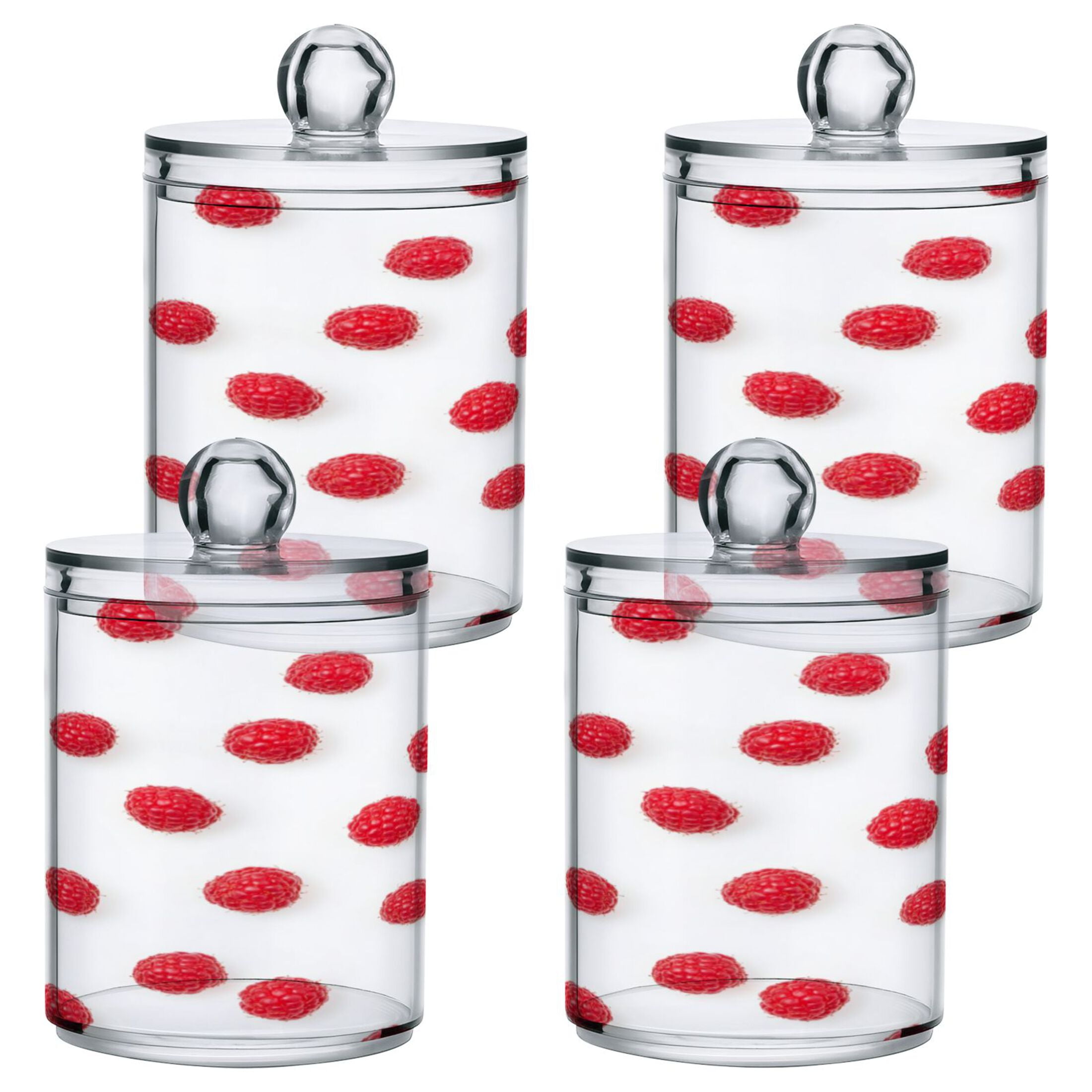 4 Pack Bathroom Canisters Transparent Storage Jar for Cotton Ball, Swab ...