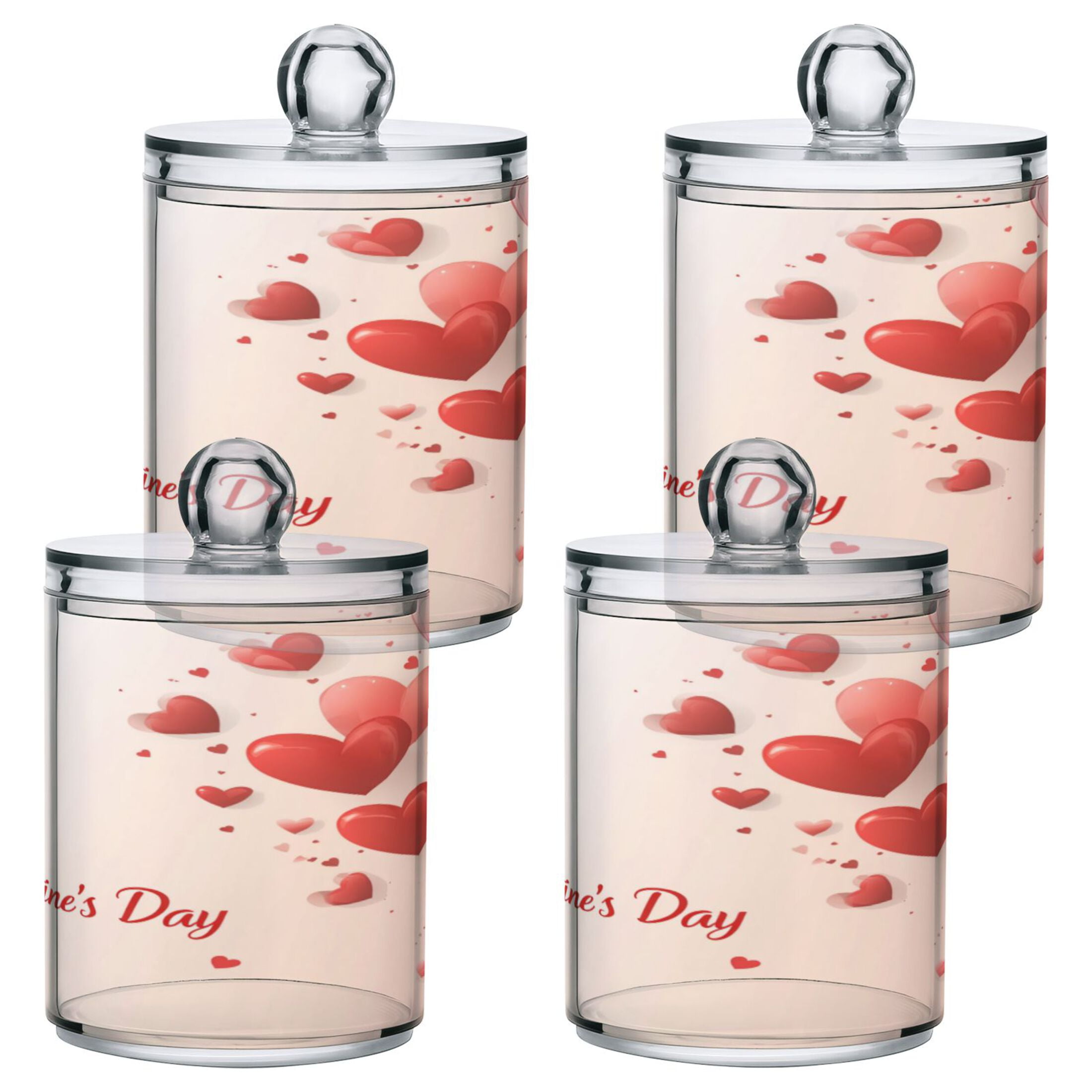 4 Pack Bathroom Canisters Transparent Storage Jar for Cotton Ball, Swab ...