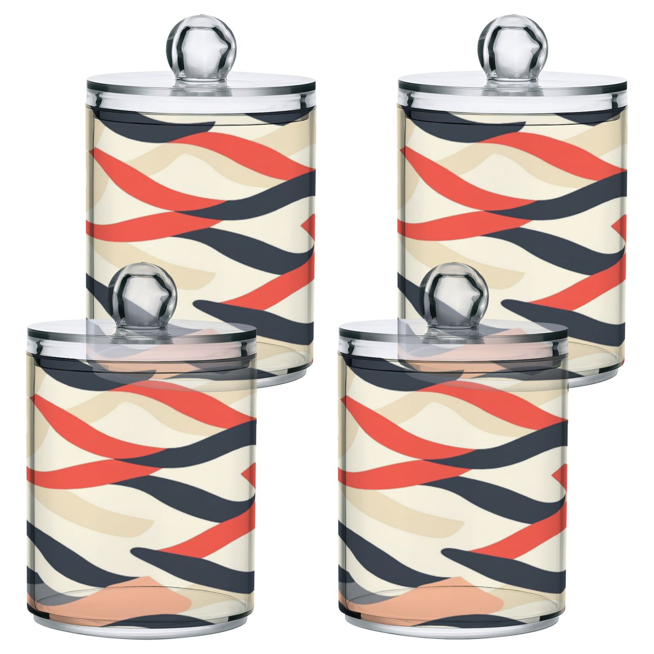 4 Pack Bathroom Canisters Transparent Storage Jar for Cotton Ball, Swab ...