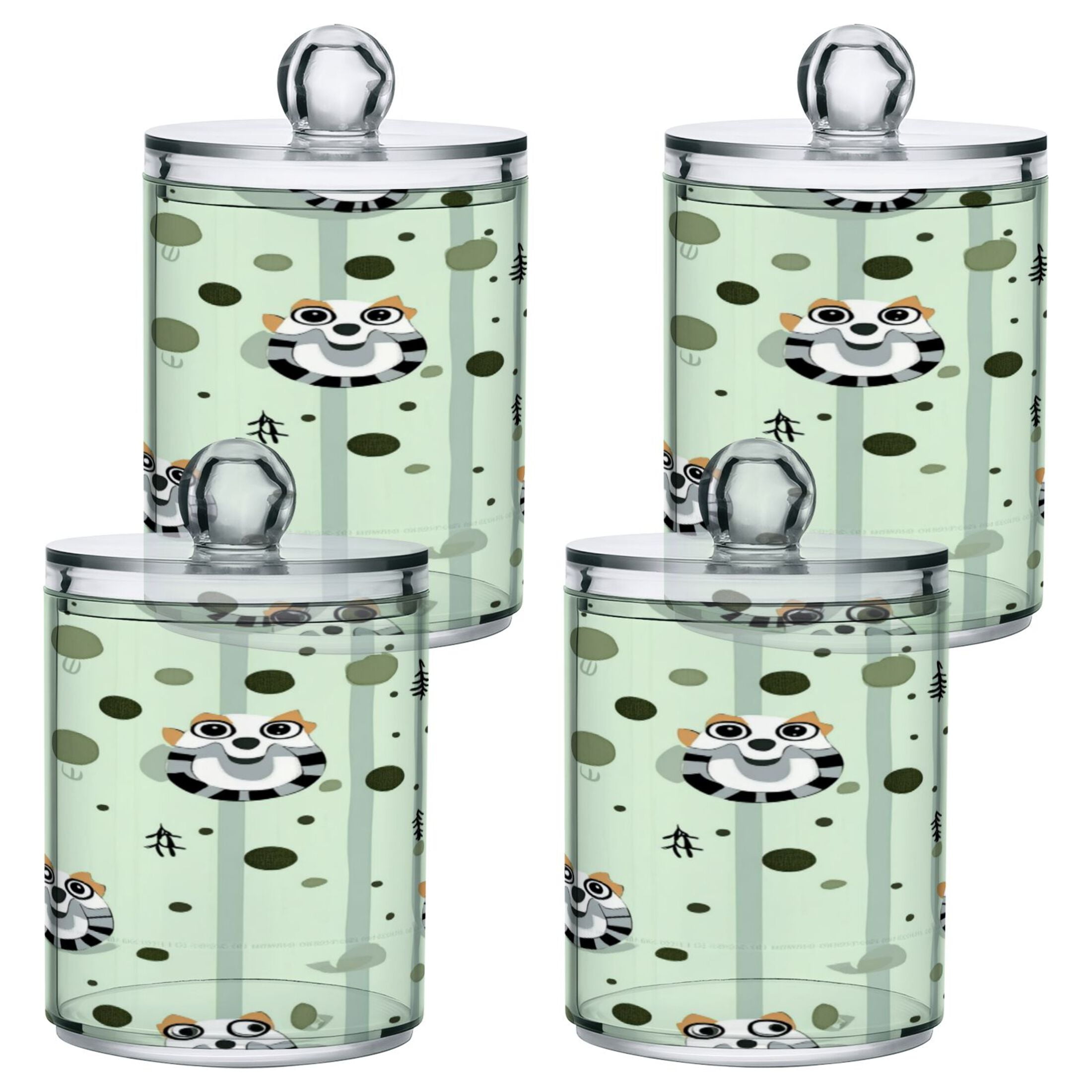4 Pack Bathroom Canisters Transparent Storage Jar for Cotton Ball, Swab ...