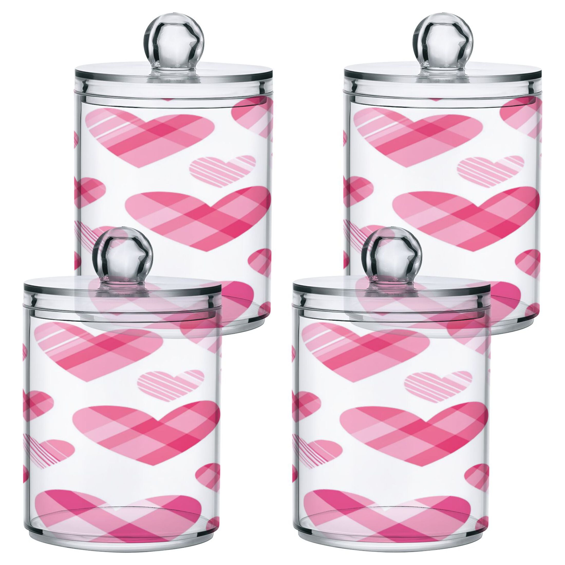 4 Pack Bathroom Canisters Transparent Storage Jar for Cotton Ball, Swab ...