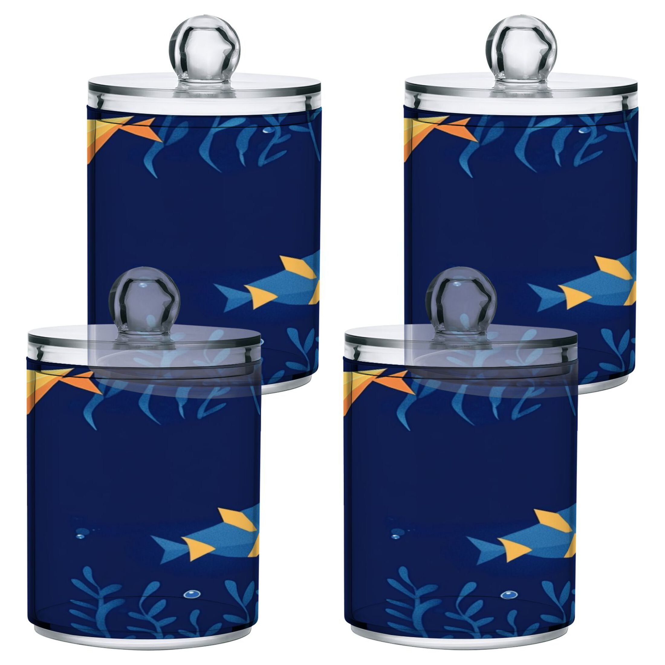 4 Pack Bathroom Canisters Transparent Storage Jar for Cotton Ball, Swab ...