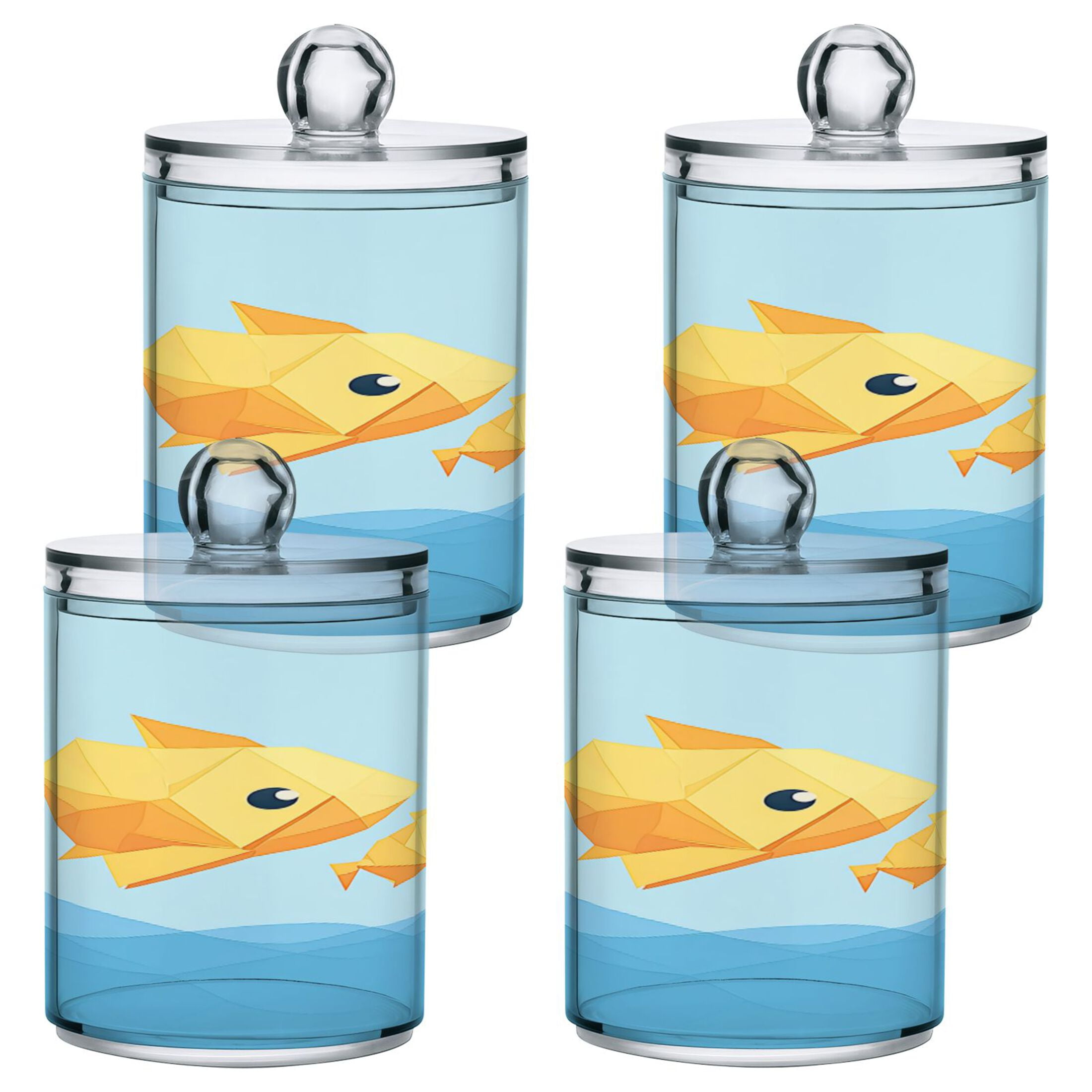 4 Pack Bathroom Canisters Transparent Storage Jar for Cotton Ball, Swab ...